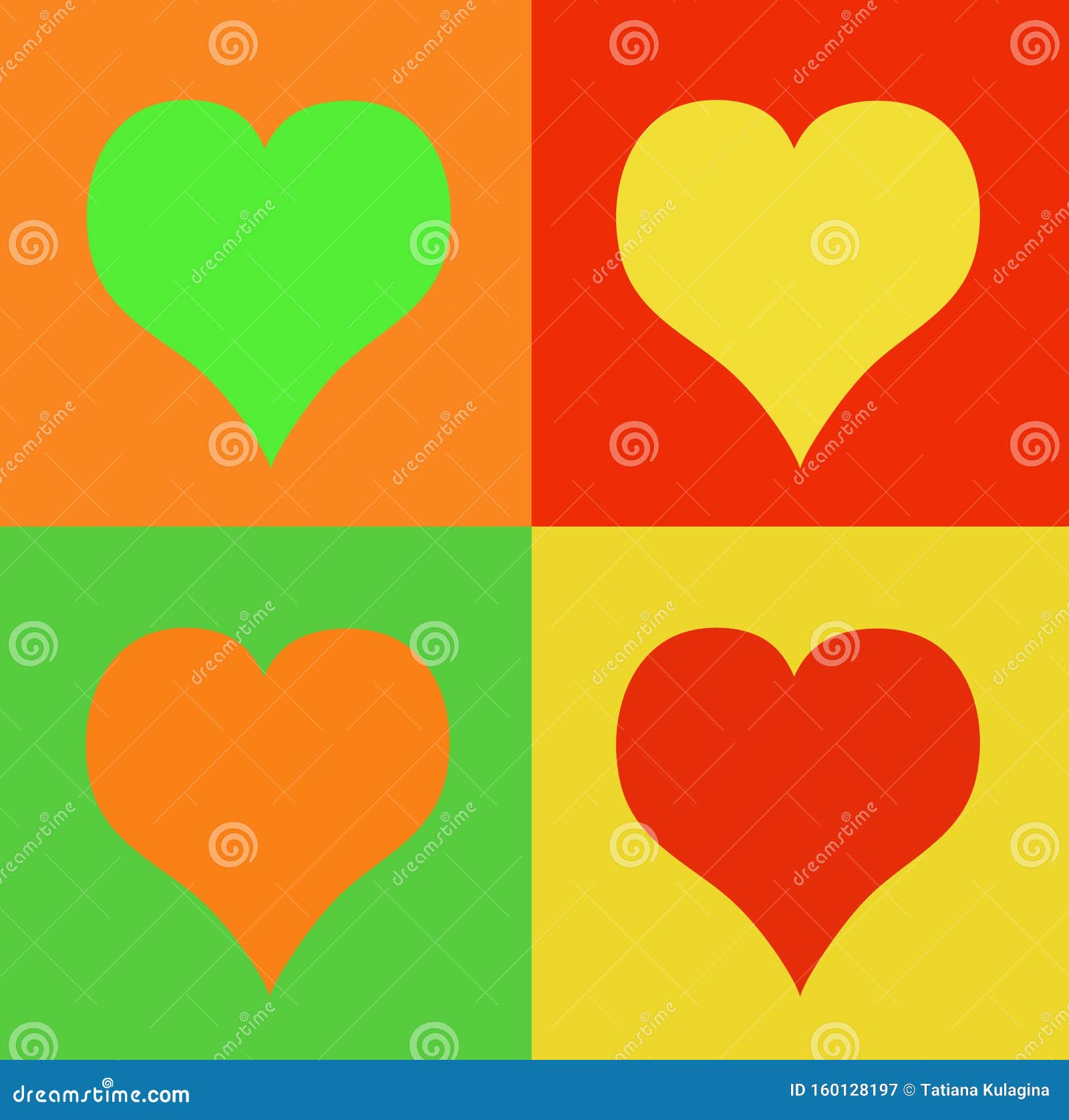Four multi-colored hearts. stock illustration. Illustration of colorful ...