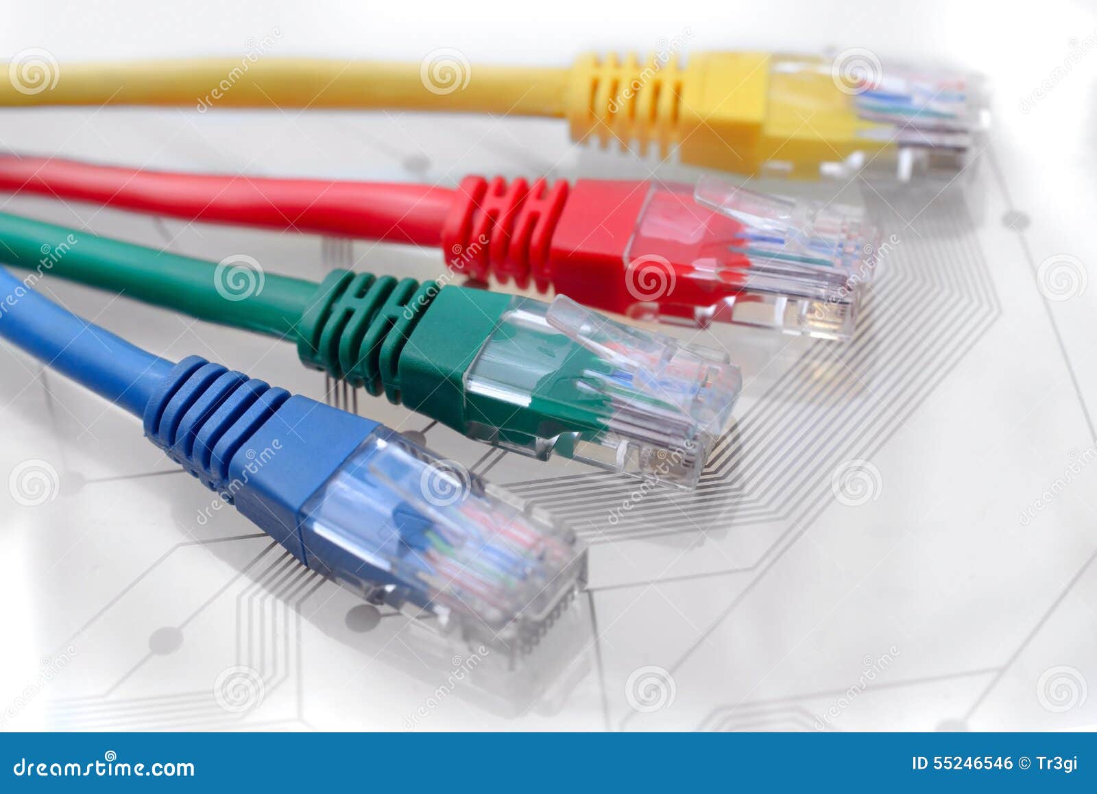 Four Multi Colored Network Cables on Circuit Board Stock Photo - Image ...