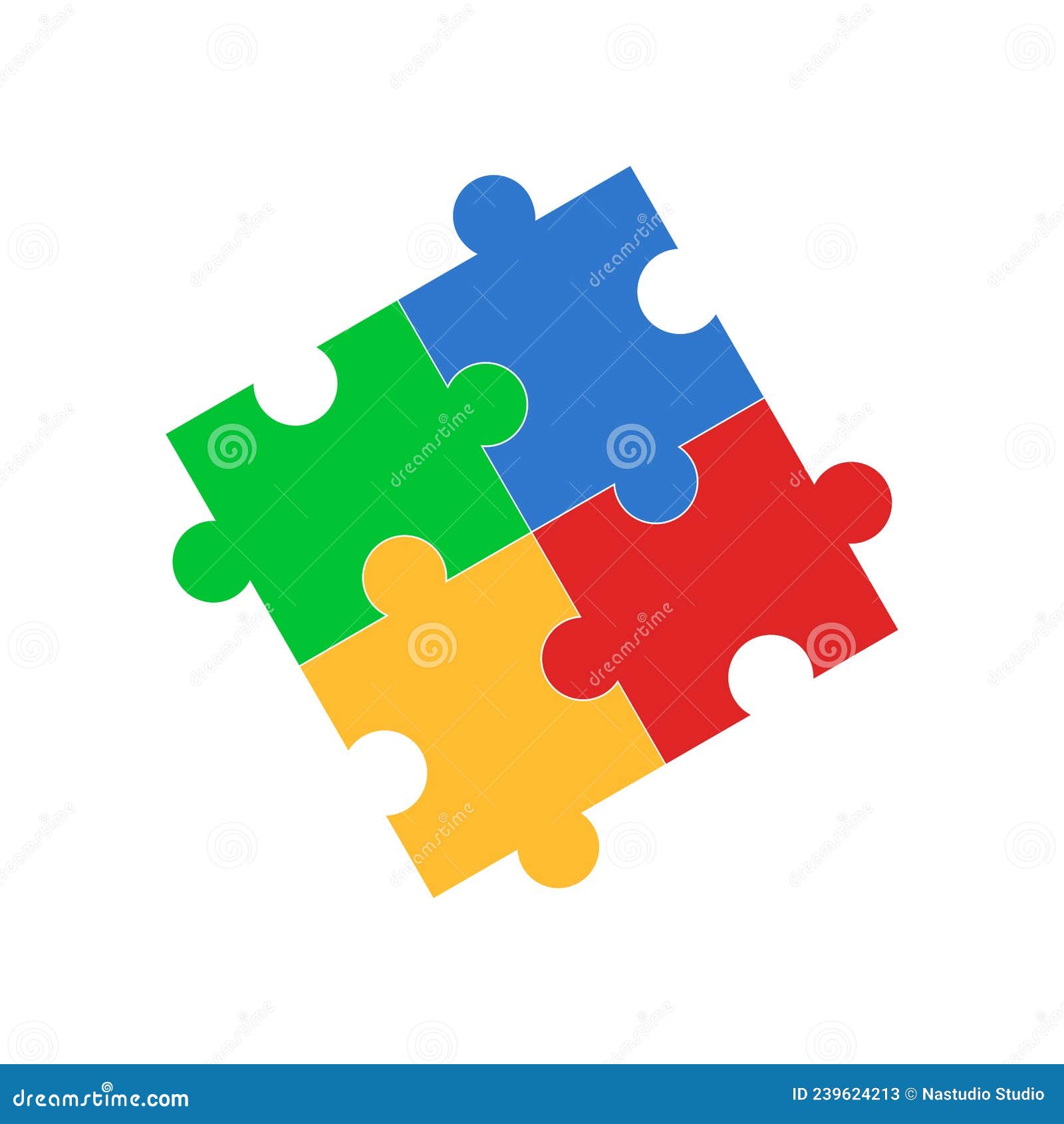 Four Multi Colored Puzzle Pieces. Isolated Puzzle on a White Background ... Four Multi Colored Puzzle Pieces. Isolated Puzzle on a White Background ...