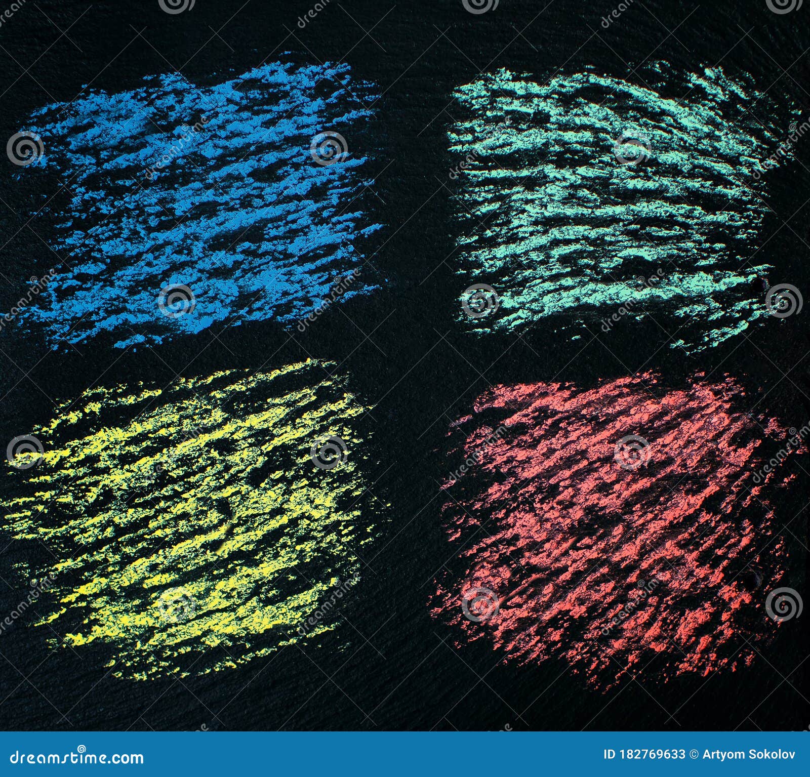 Four Multi-colored Squares are Drawn with Colored Chalk on a Rough ...