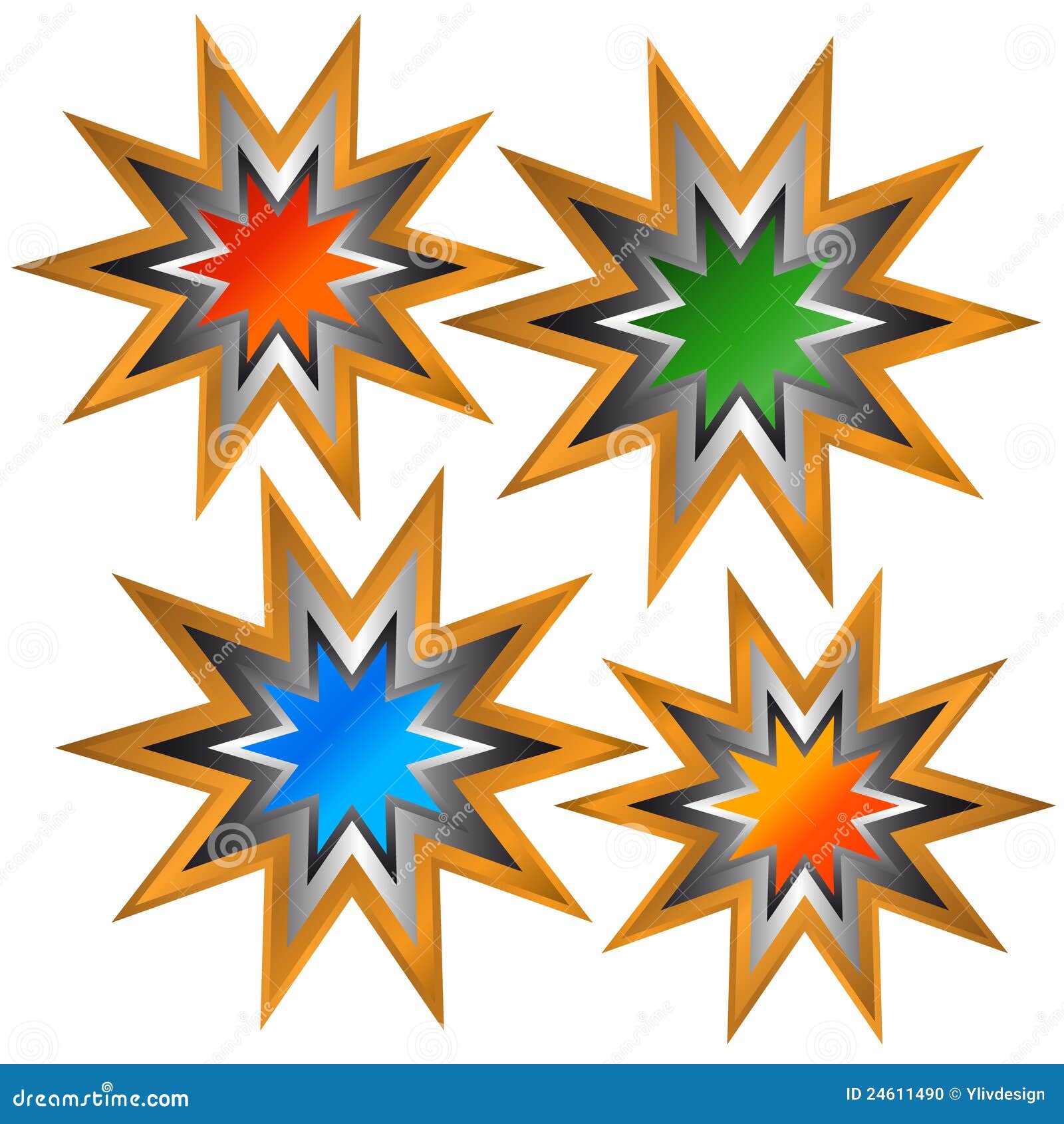 Four Multi-colored Stickers Stock Vector - Illustration of package ...