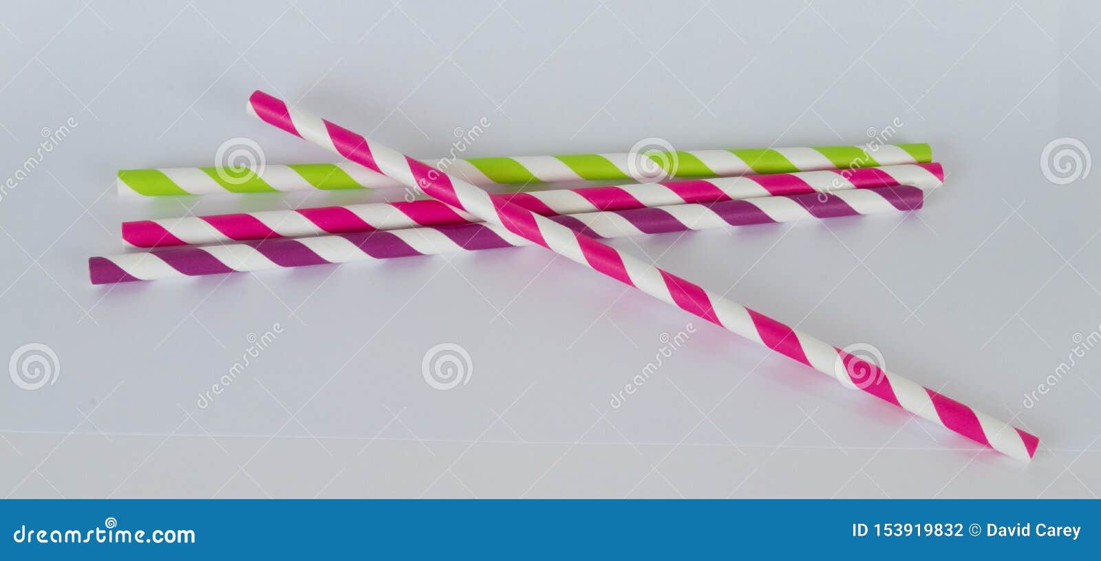 Four Paper Straws in a Horizontal Format on a White Background Stock ...