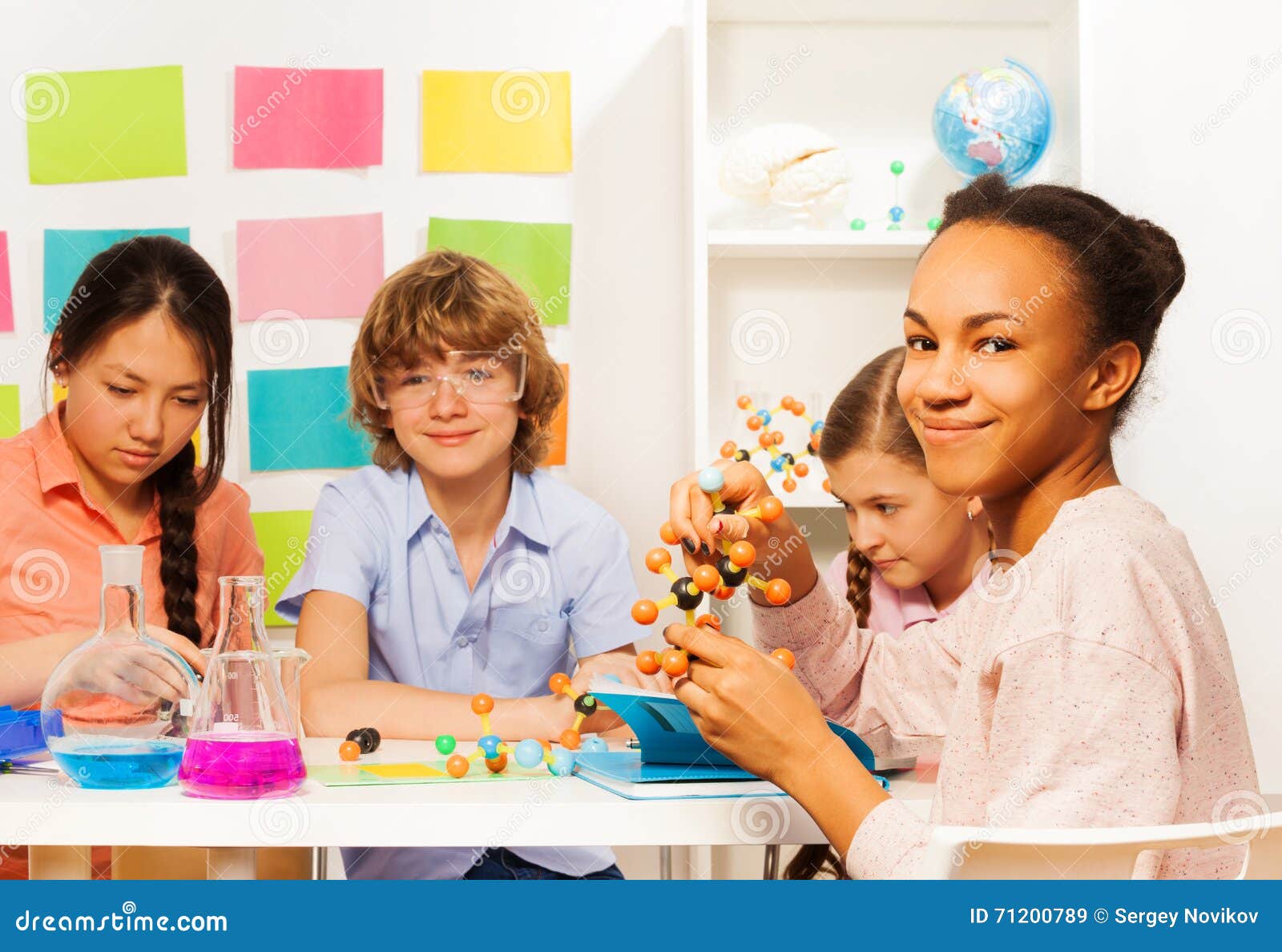Four Multi Ethnic Students at Chemical Laboratory Stock Image - Image ...