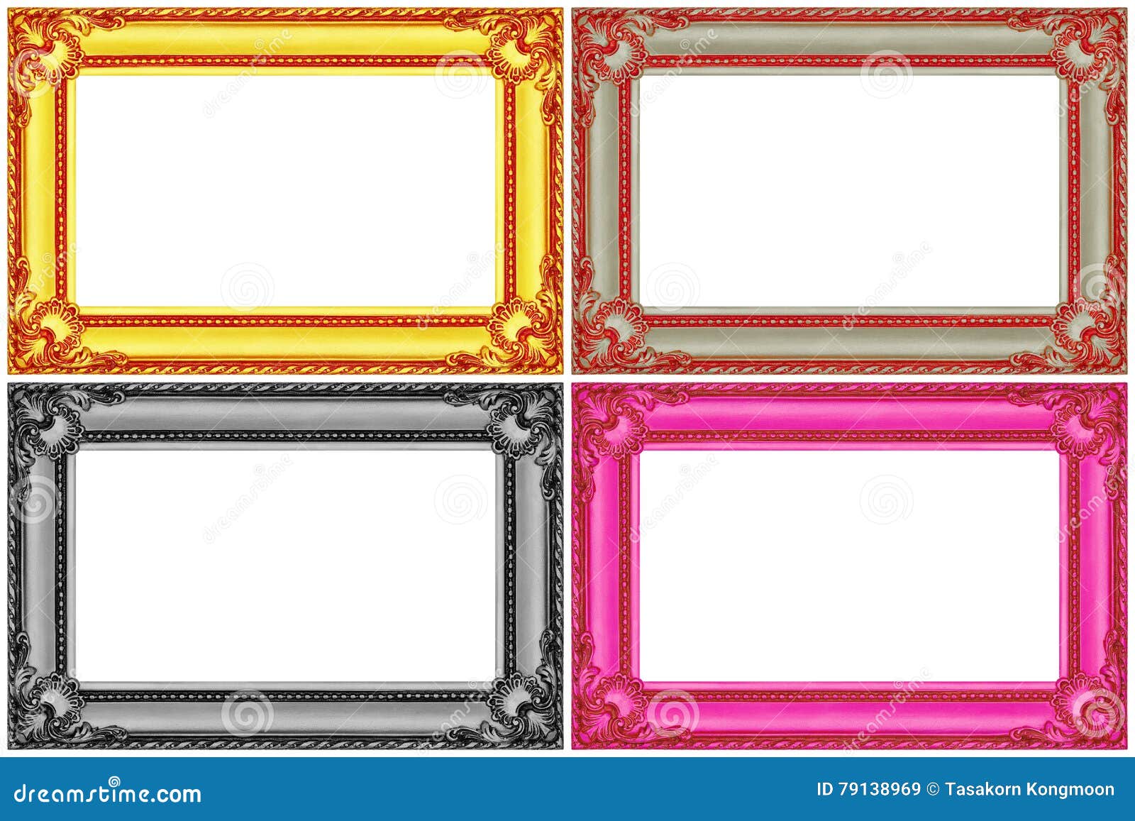 Four Multicolor Wooden Frames Isolated on White Stock Image - Image of ...