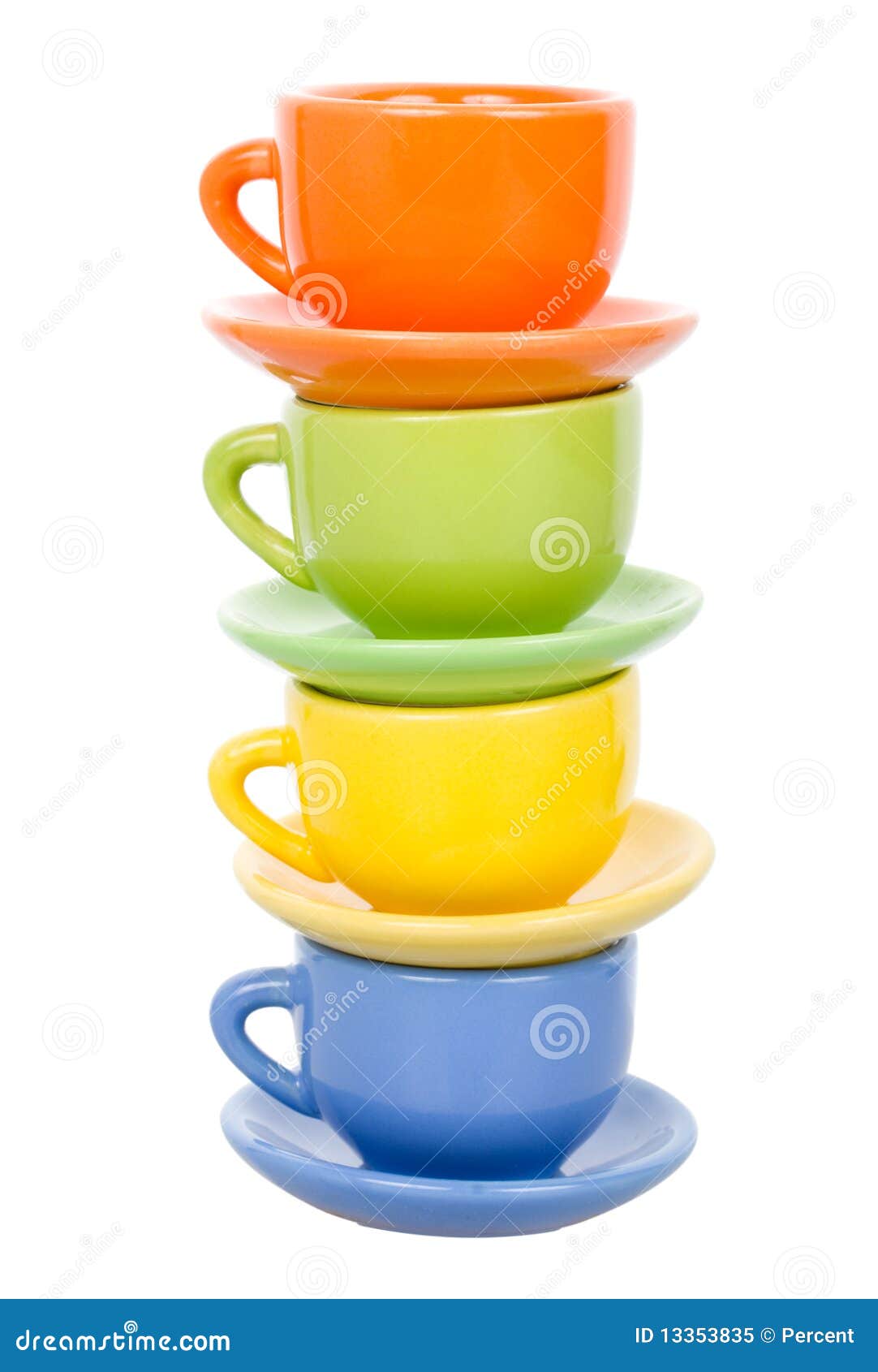 Four Multicolored Cups, Isolated on White Stock Image - Image of teacup ...