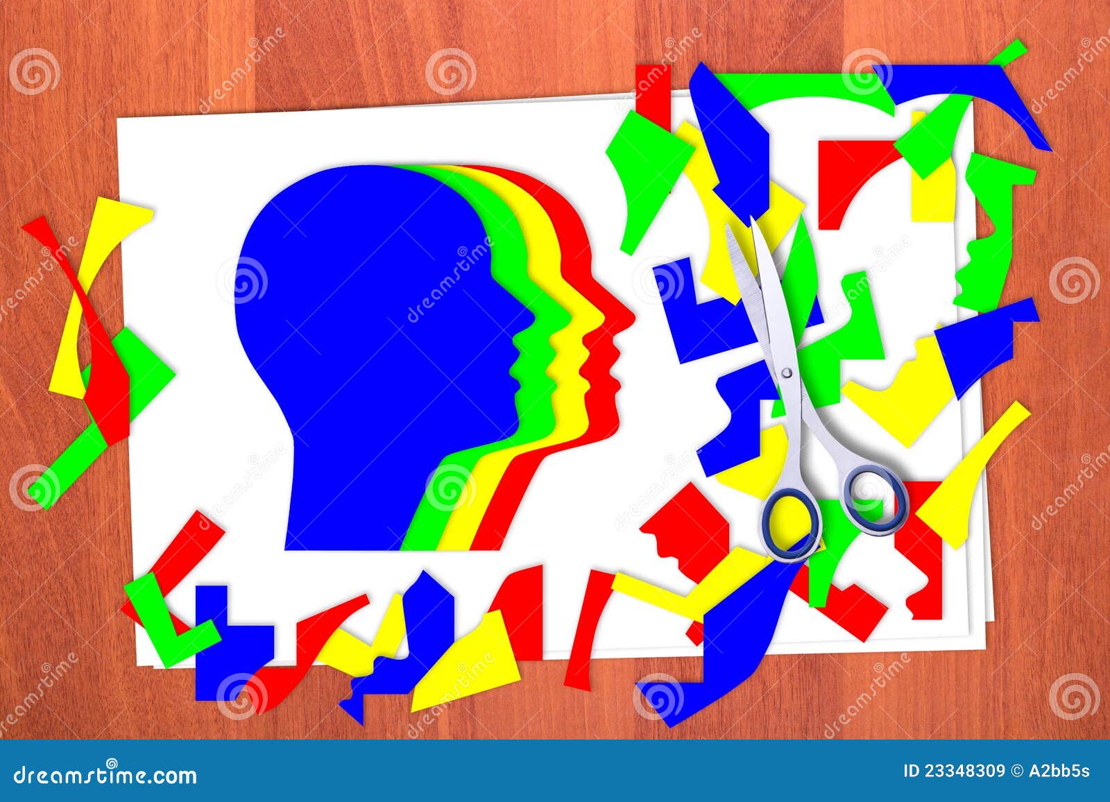Four Multicolored Head and Scrap Stock Image - Image of element ...
