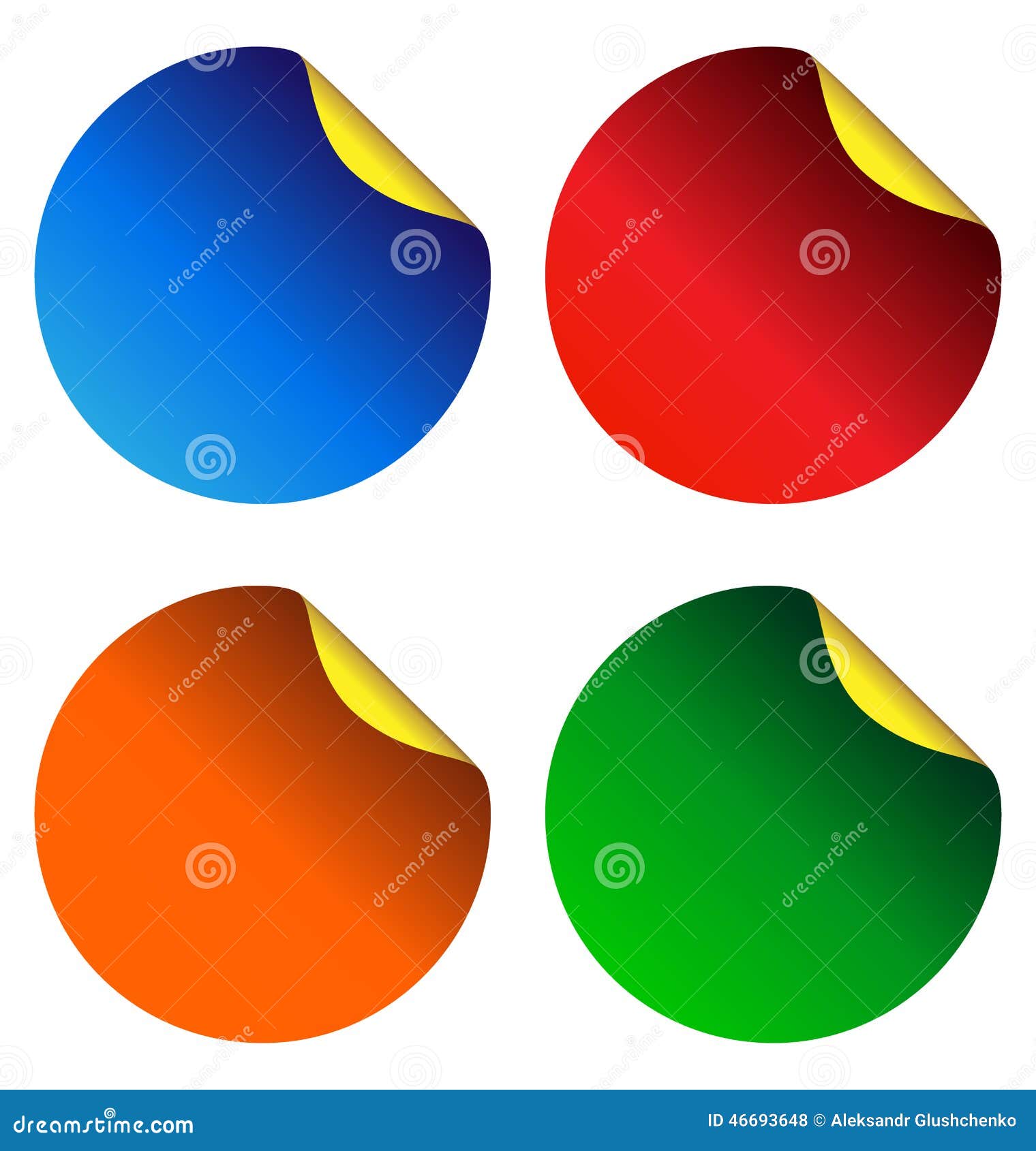 Four Multicolored Stickers Isolated on White Stock Vector ...