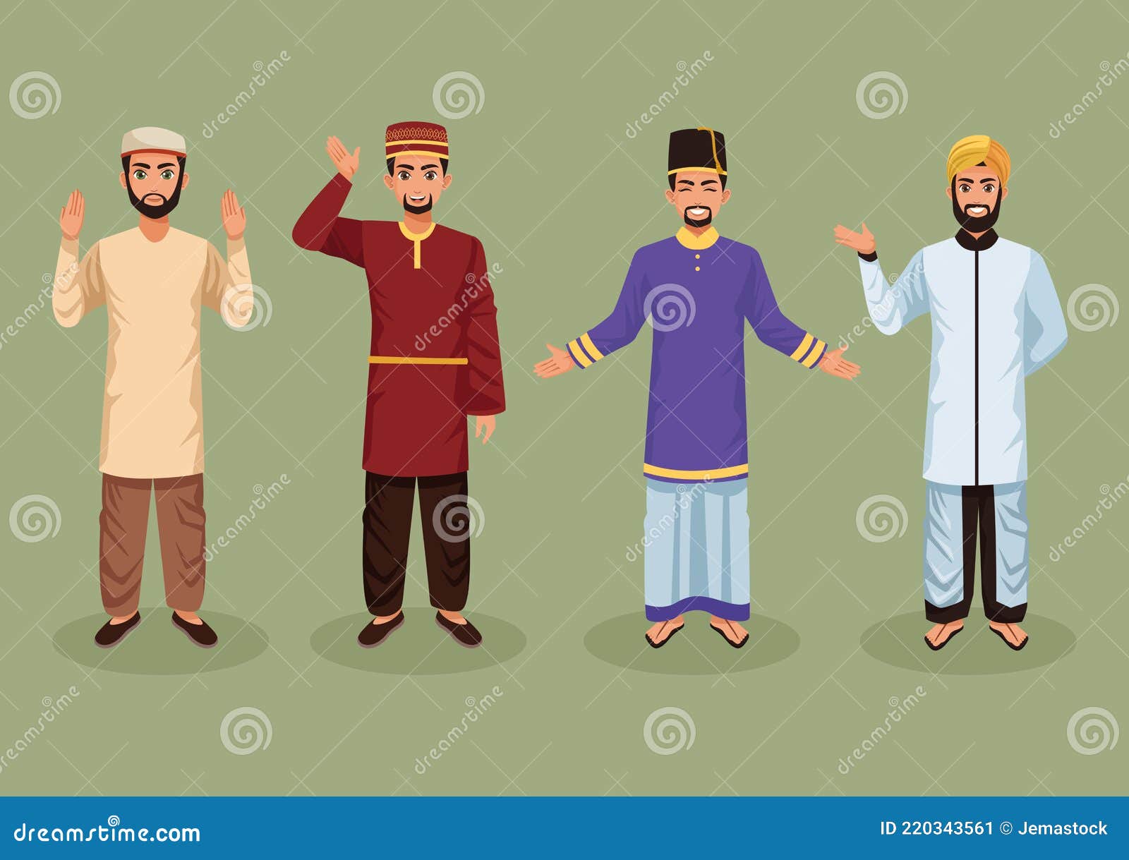 Four muslim persons stock vector. Illustration of human - 220343561