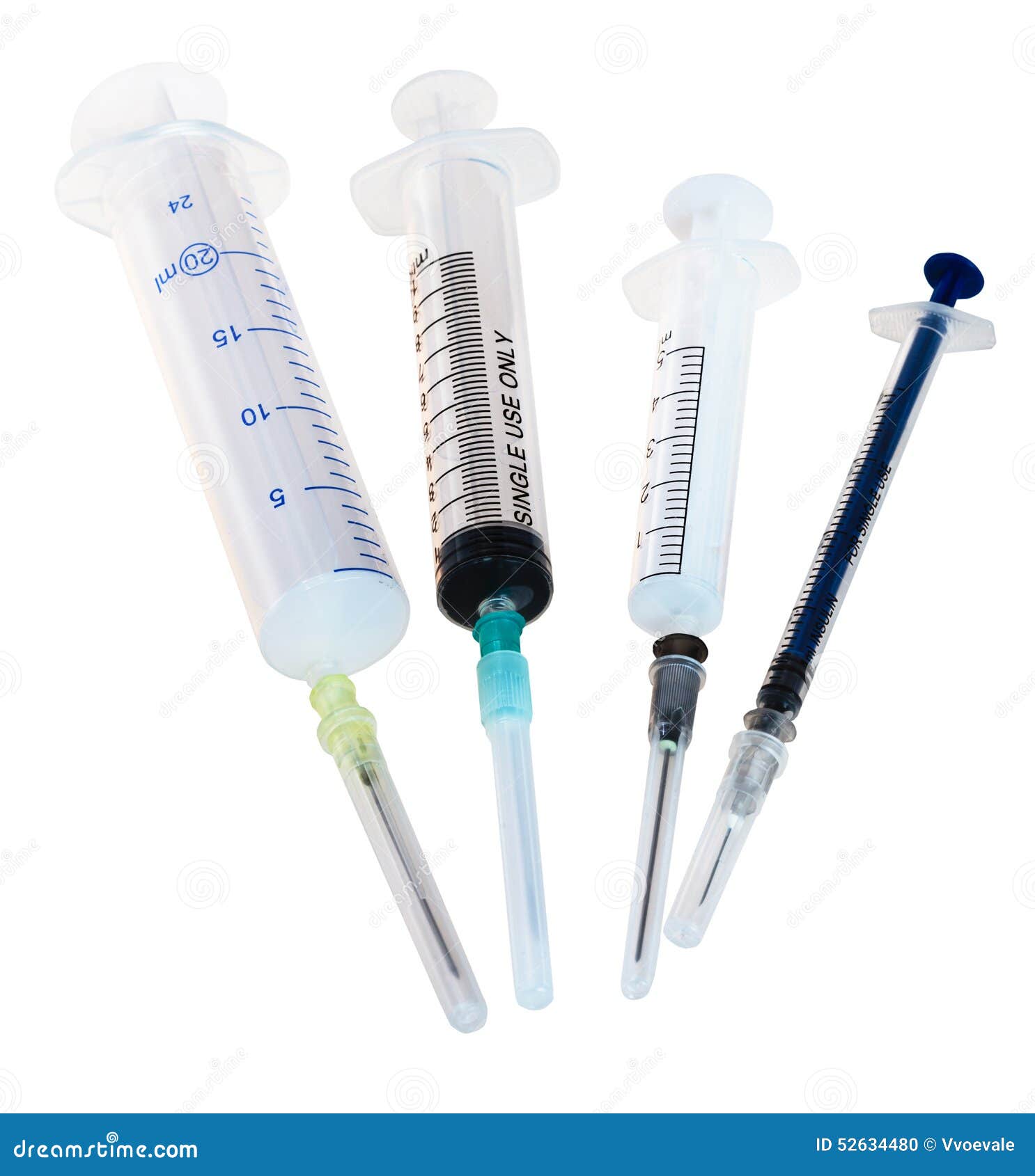 Four New Empty Medical Plastic Disposable Syringes Stock Photo - Image ...