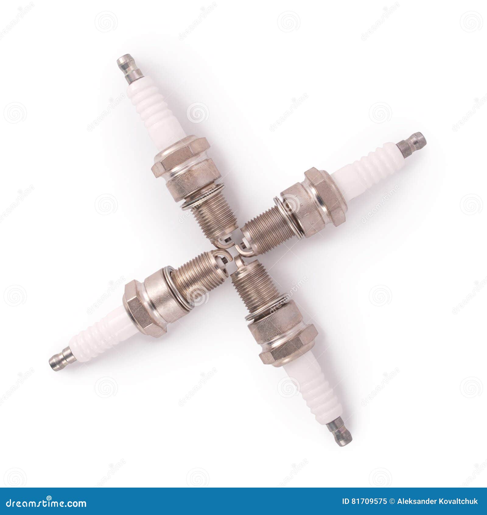 Four new spark plugs stock image. Image of device, plug - 81709575