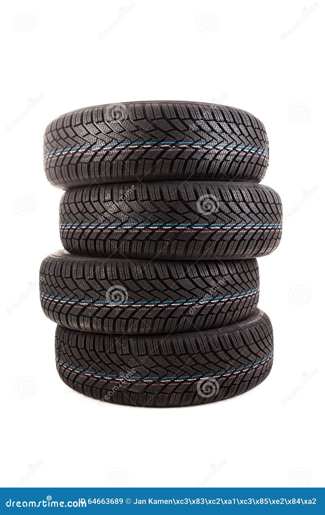 Four New Tires Isolated on White Background Stock Image - Image of ...