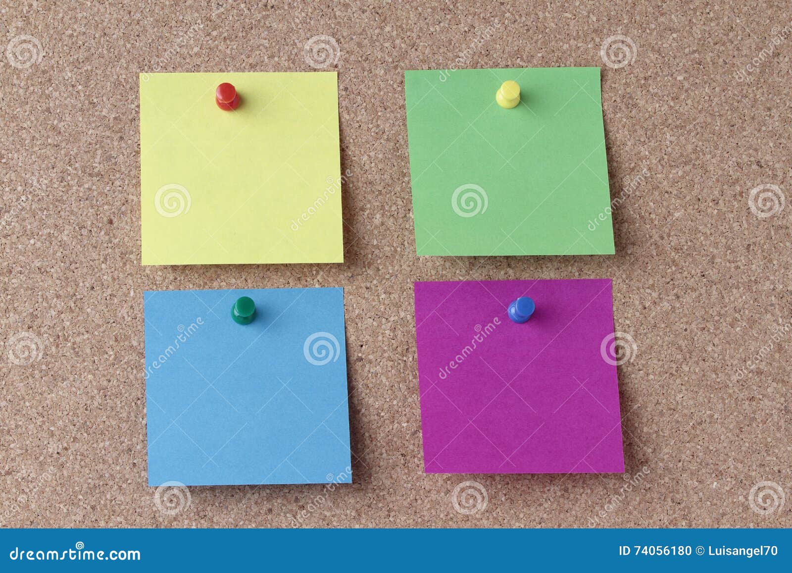 Four notes on the board stock photo. Image of announcement - 74056180