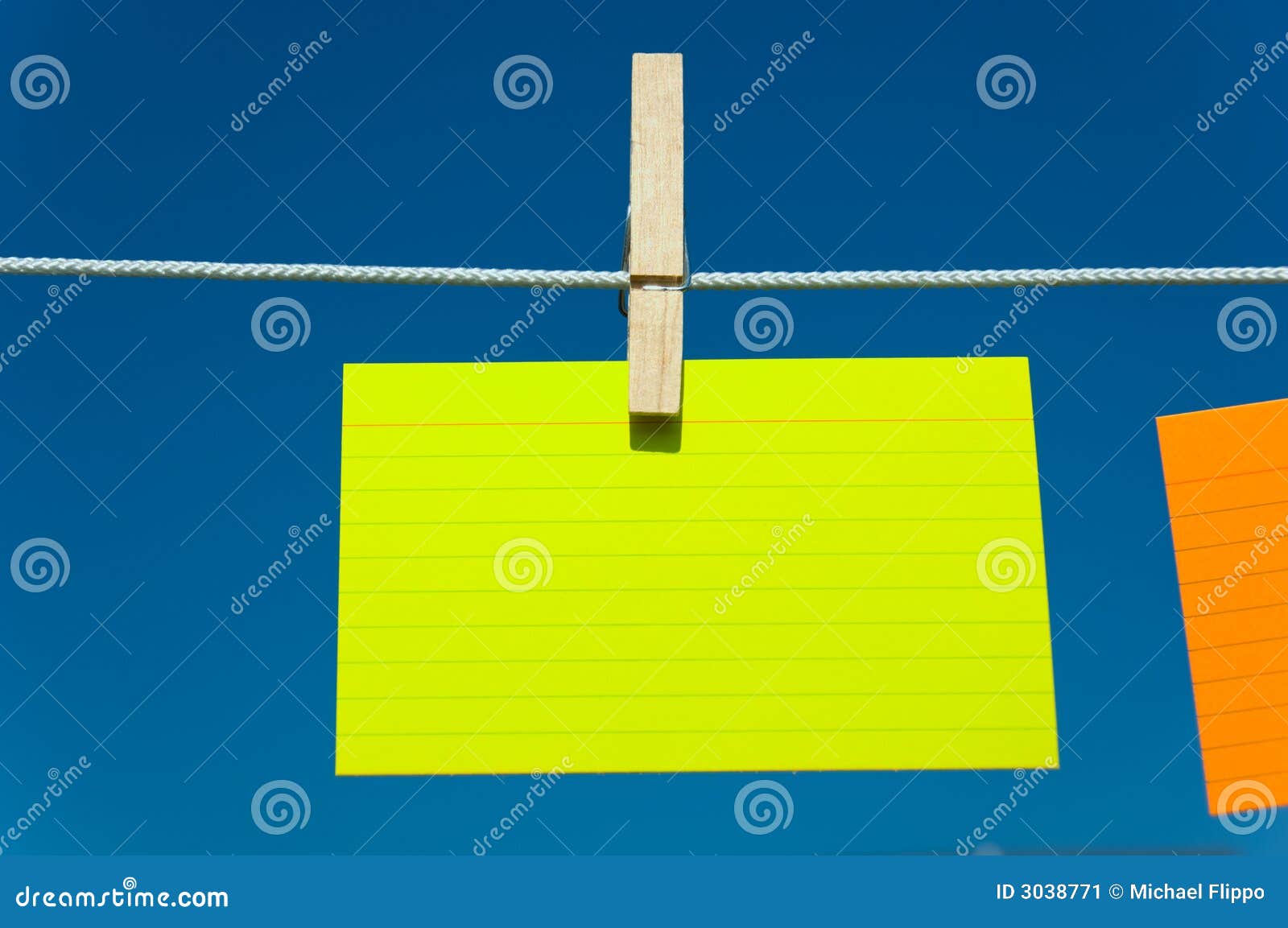 Four Notes on a Clothesline Stock Image - Image of note, clothespin ...