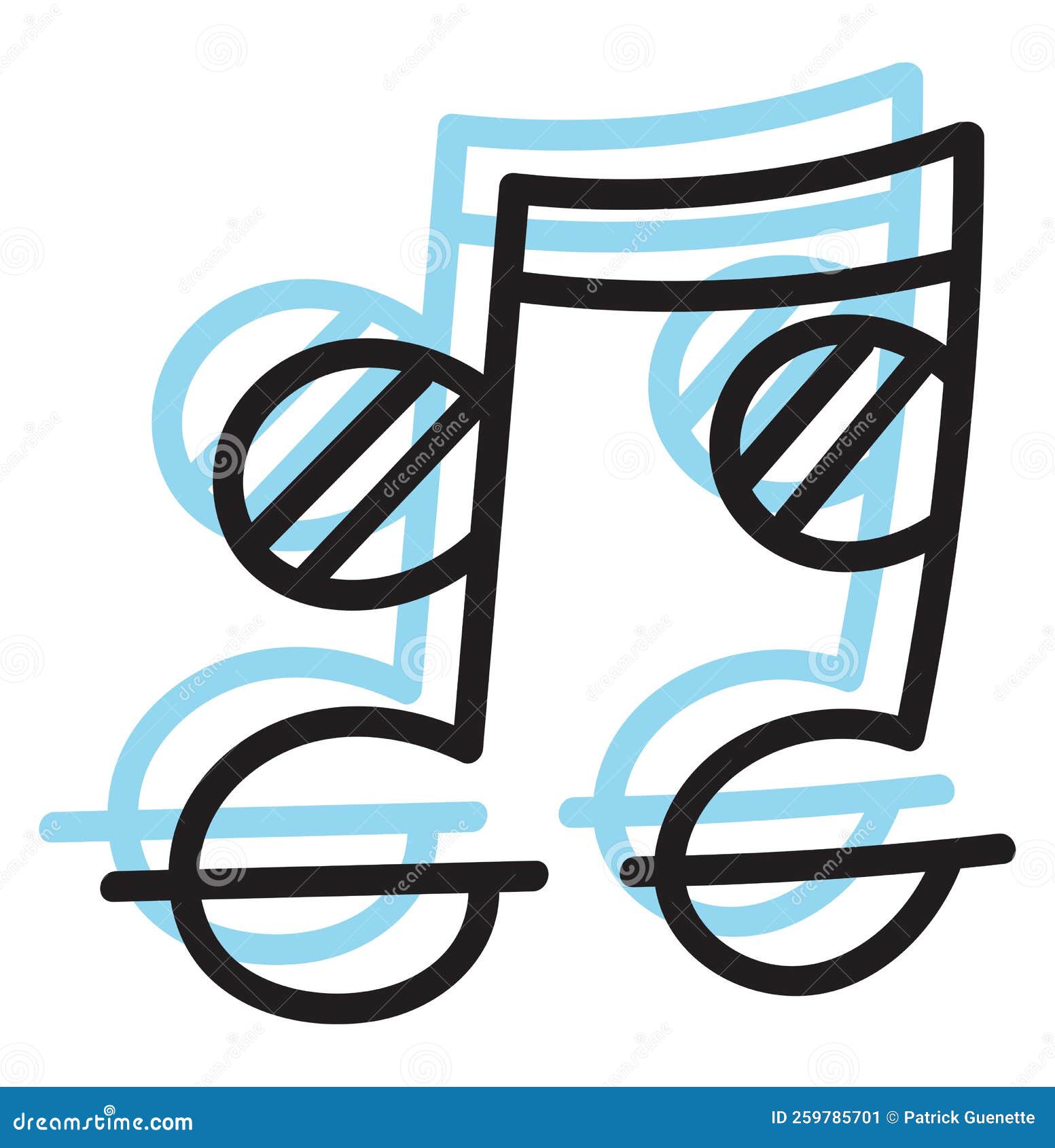 Four notes in one, icon stock vector. Illustration of composition ...