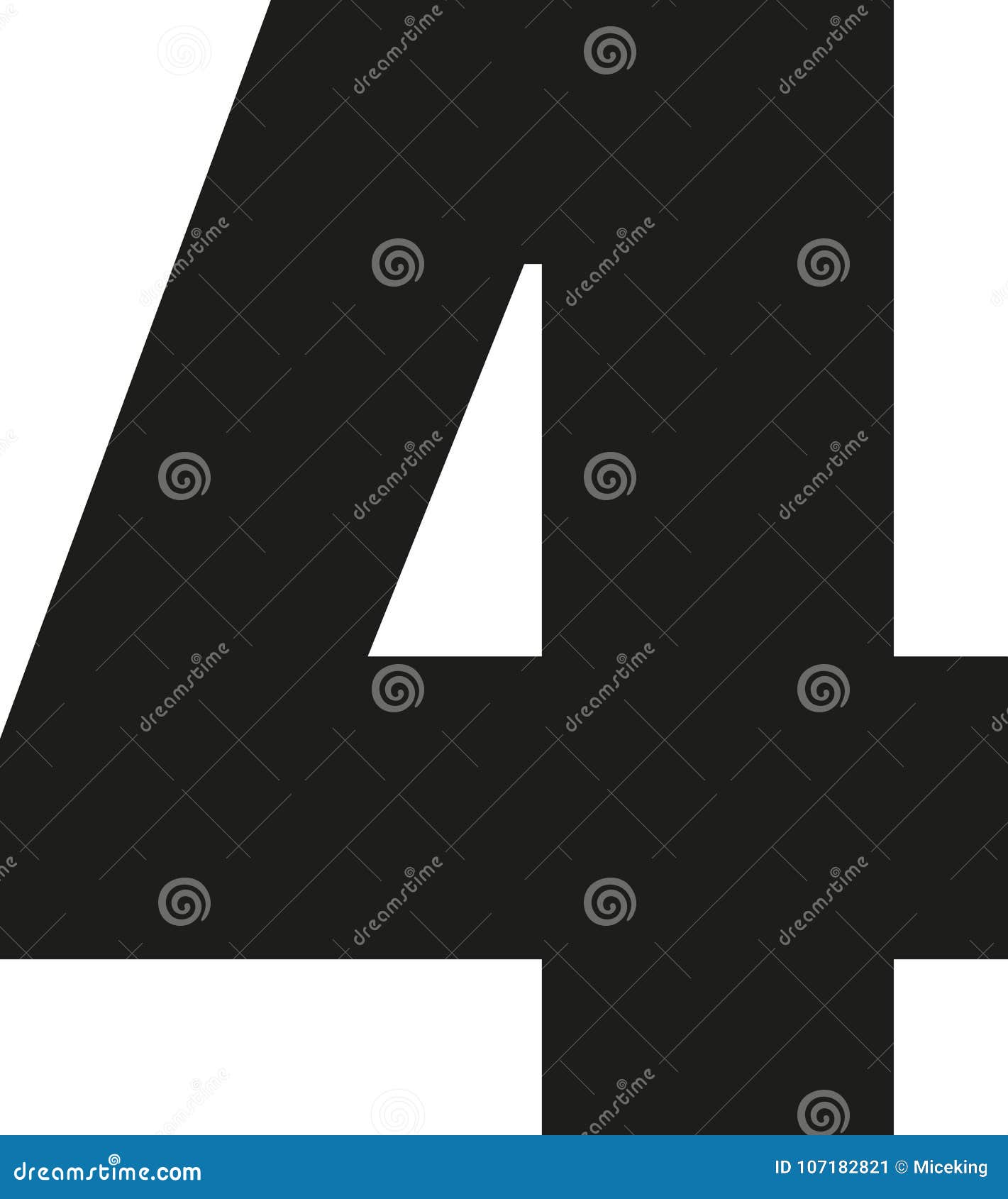 Four number digits 4 stock vector. Illustration of font - 107182821