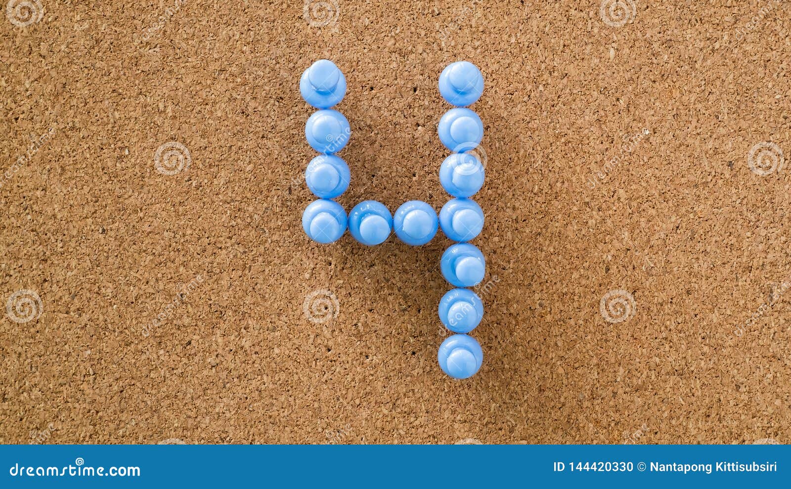 Four, Number Made by Pastel Blue Pushpin on Cork Board Texture Stock ...