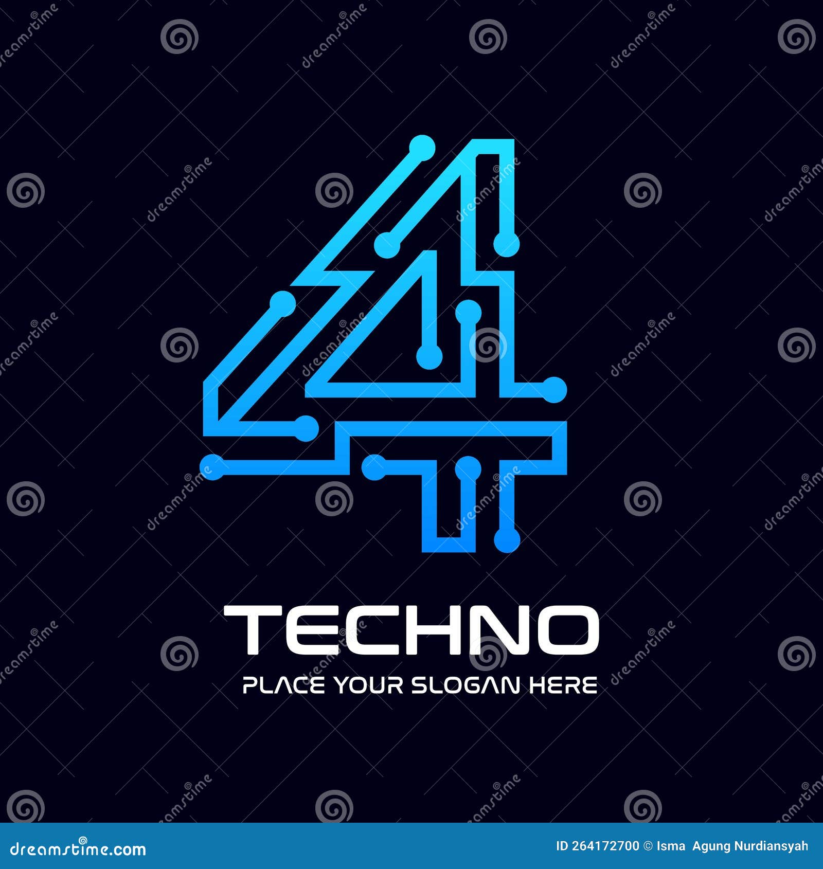 Four or 4 Number Technology Vector Logo Template Stock Vector ...