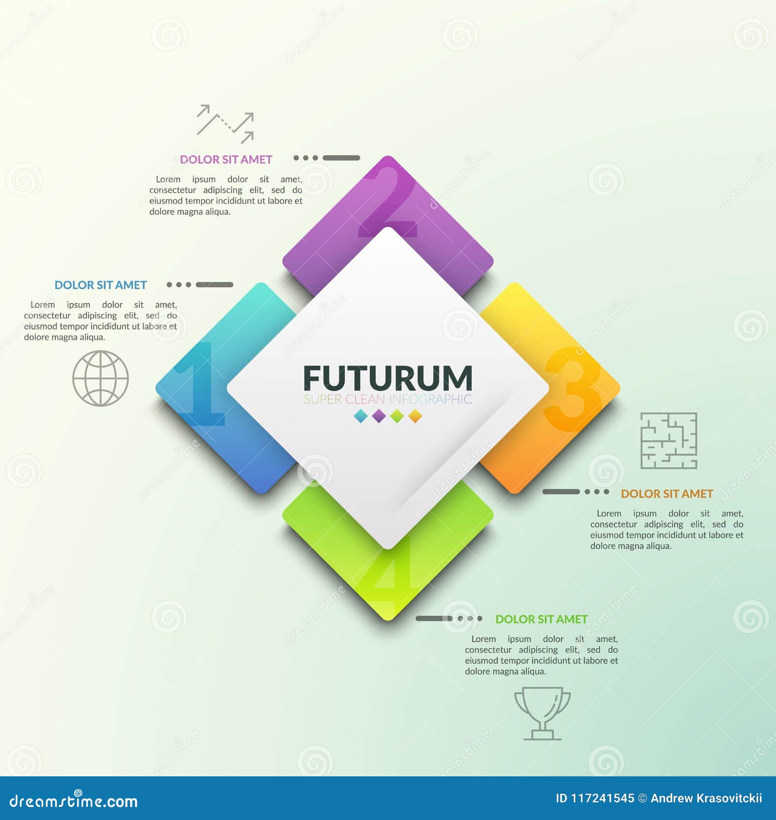 Four Numbered Arrows Successively Connected Into Horizontal Line ...
