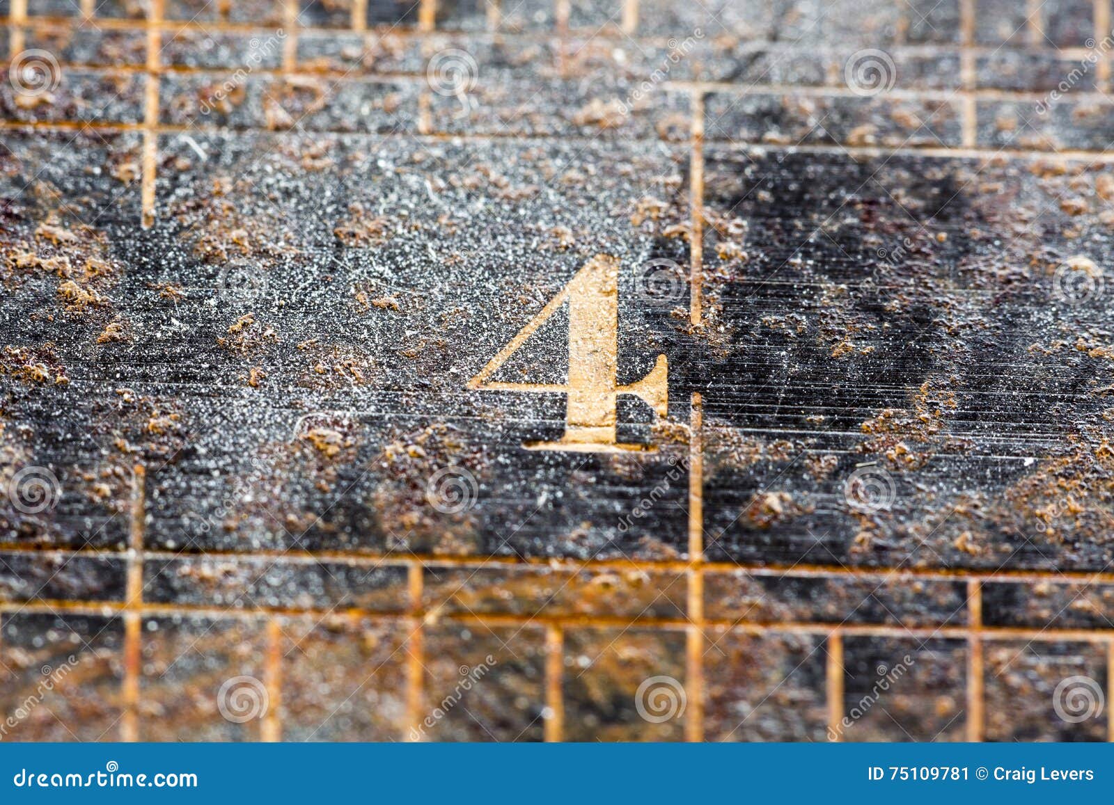 FOUR stock image. Image of digit, number, rusty, ruler - 75109781