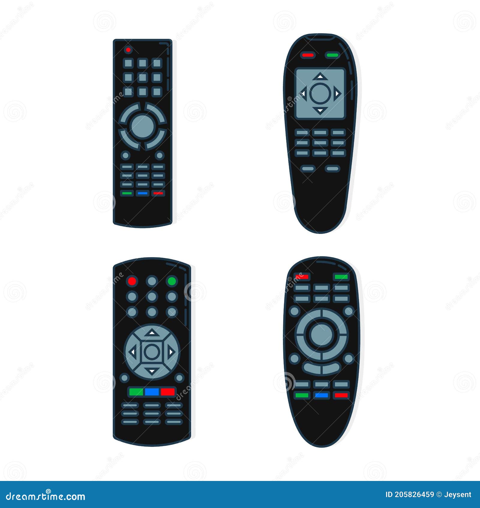 Four Object Hand Remote Control. Multimedia Panel with Shift Buttons ...