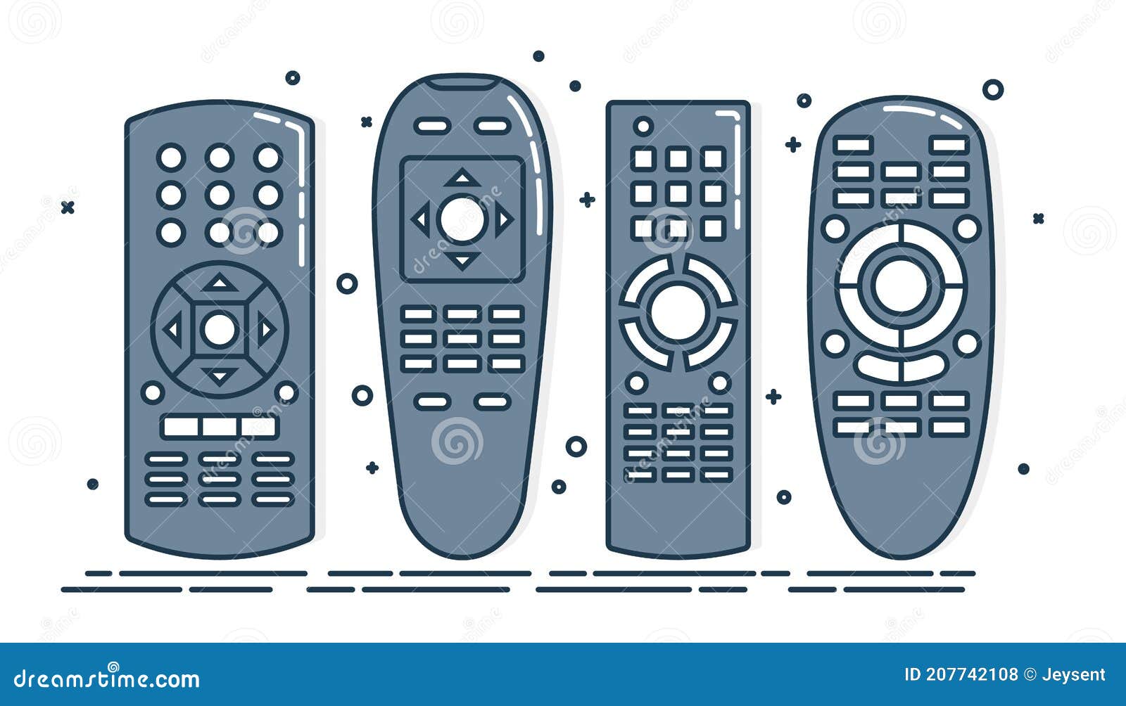 Four Object Hand Remote Control. Multimedia Panel with Shift Buttons ...