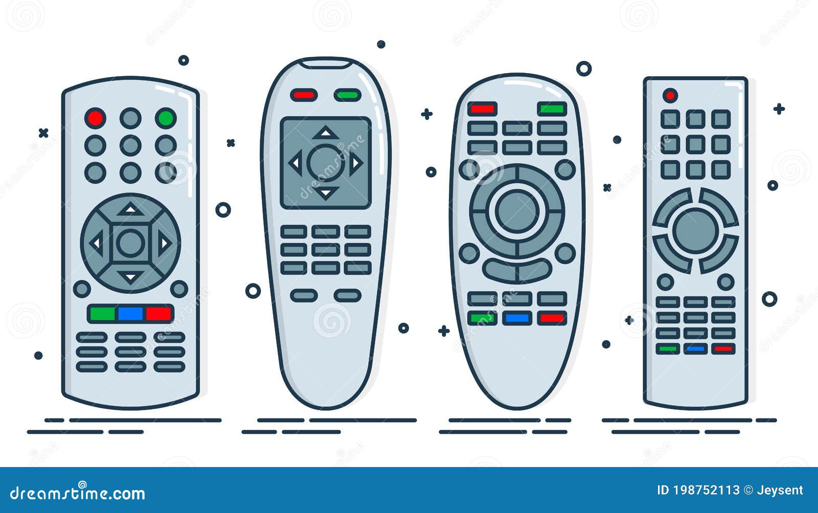 Four Object Hand Remote Control. Multimedia Panel with Shift Buttons ...