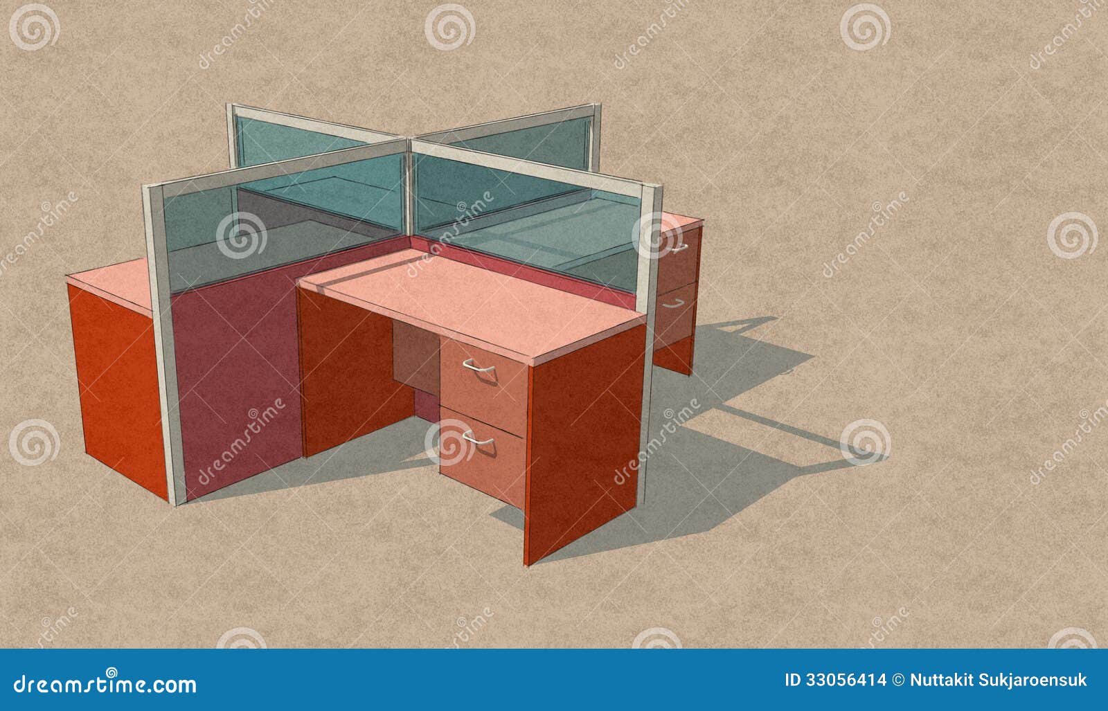 Four Office Table Set Sketch Design Stock Illustration - Illustration ...