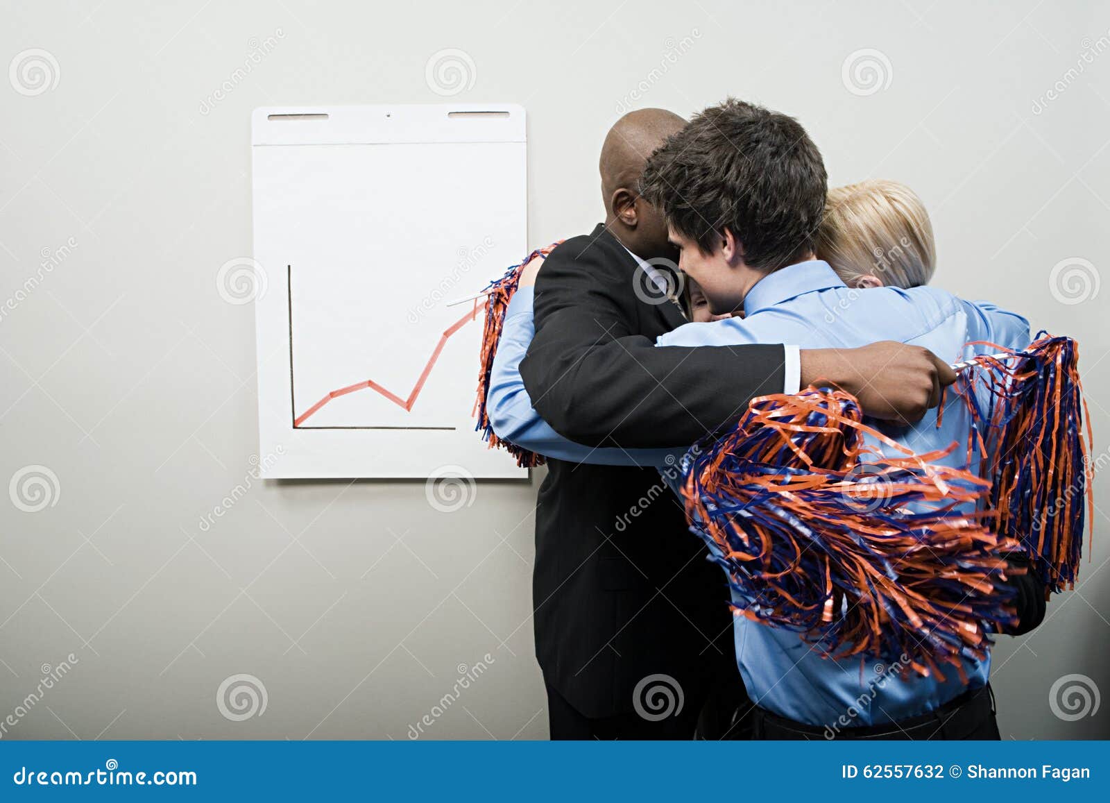 Four Office Workers Embracing Stock Photo - Image of businesswoman ...