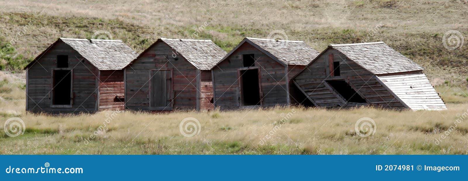 Four Old Barns Panorama stock image. Image of structures - 2074981