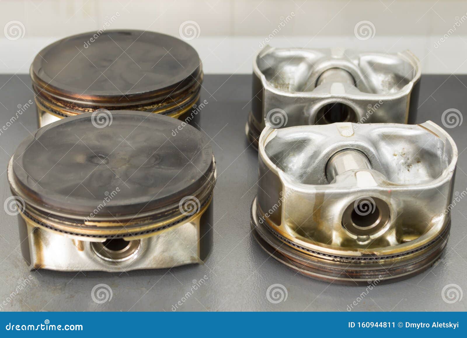 Four old pistons stock image. Image of power, parts - 160944811