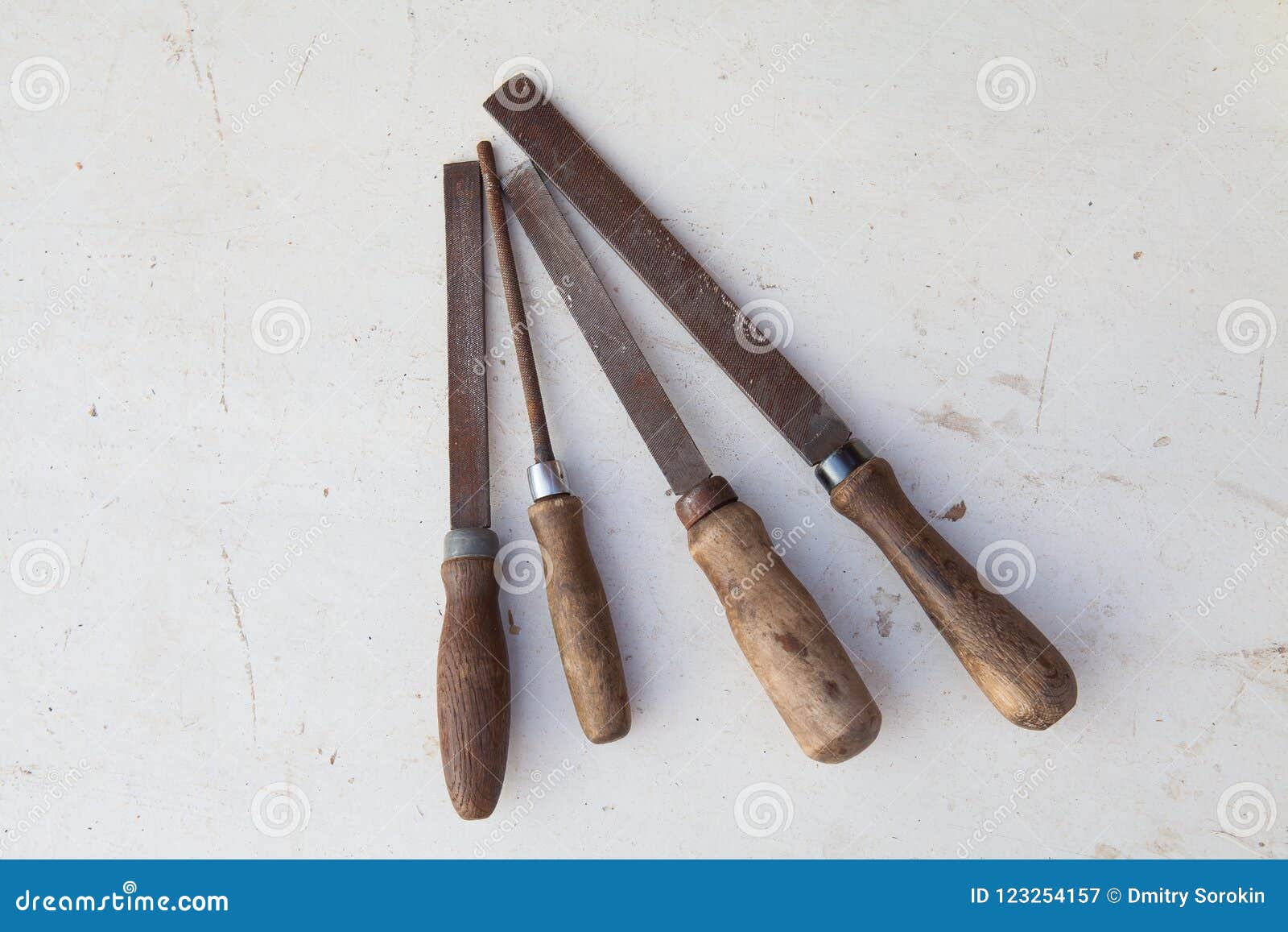 Four Old Rasp on the Desktop in the Workshop Stock Image - Image of ...
