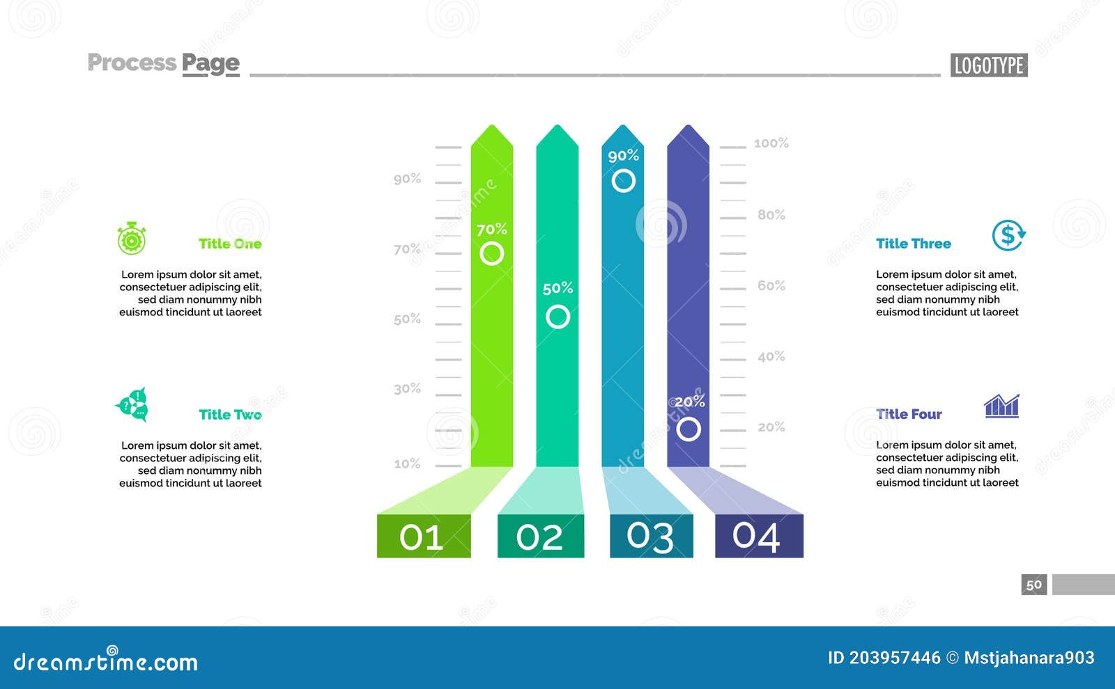 Four Options Bar Chart Template for Presentation Stock Vector ...