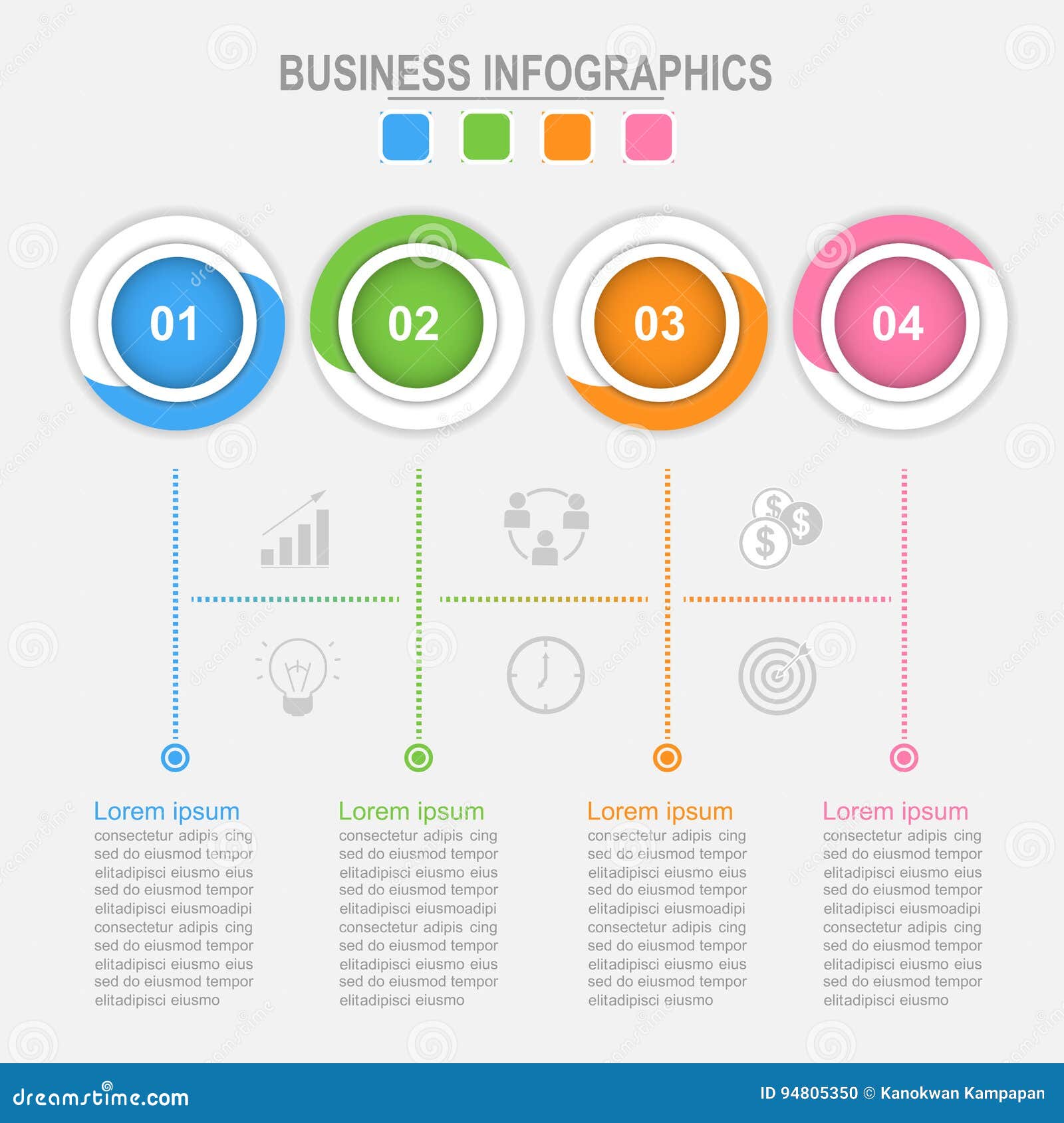 Four Options of Infographic, Connection Process, Business Concept ...