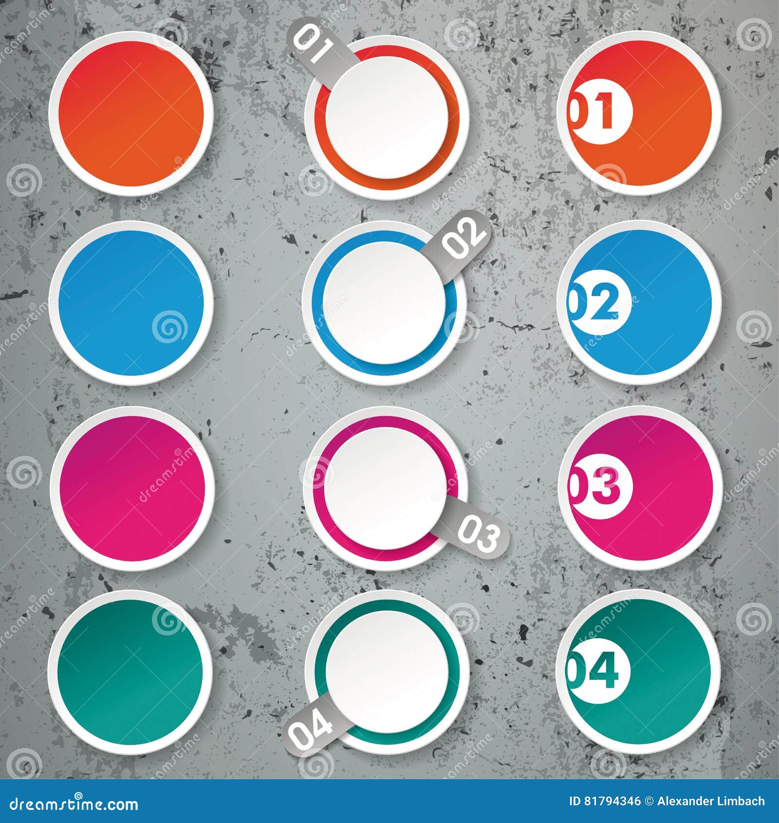 Four Options Paper Circles Concrete Stock Vector - Illustration of ...