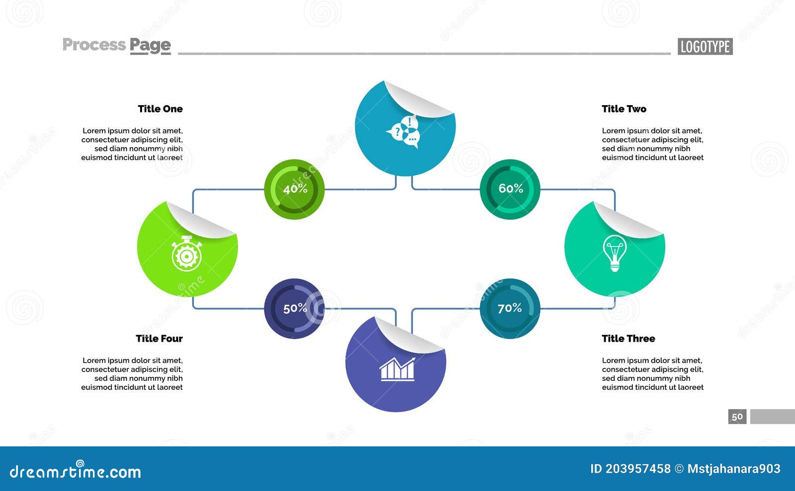 Four Options Percentage Chart Template for Presentation Stock Vector ...