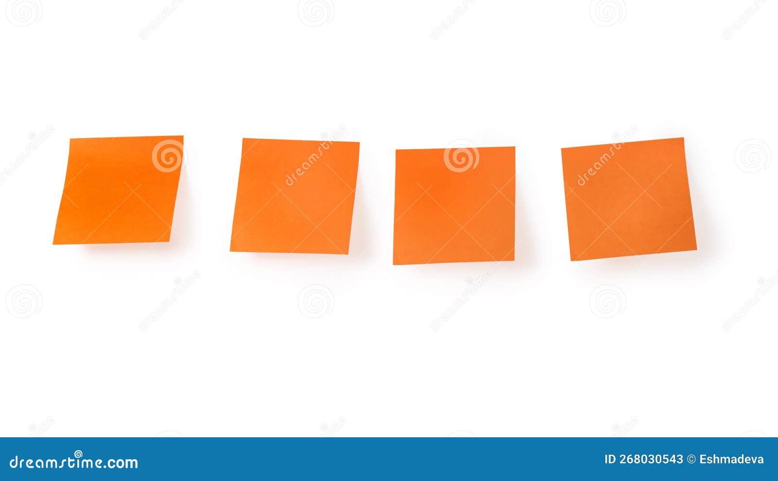 Four Orange Square Sticky Note Papers Isolated with Clipping Path Stock ...