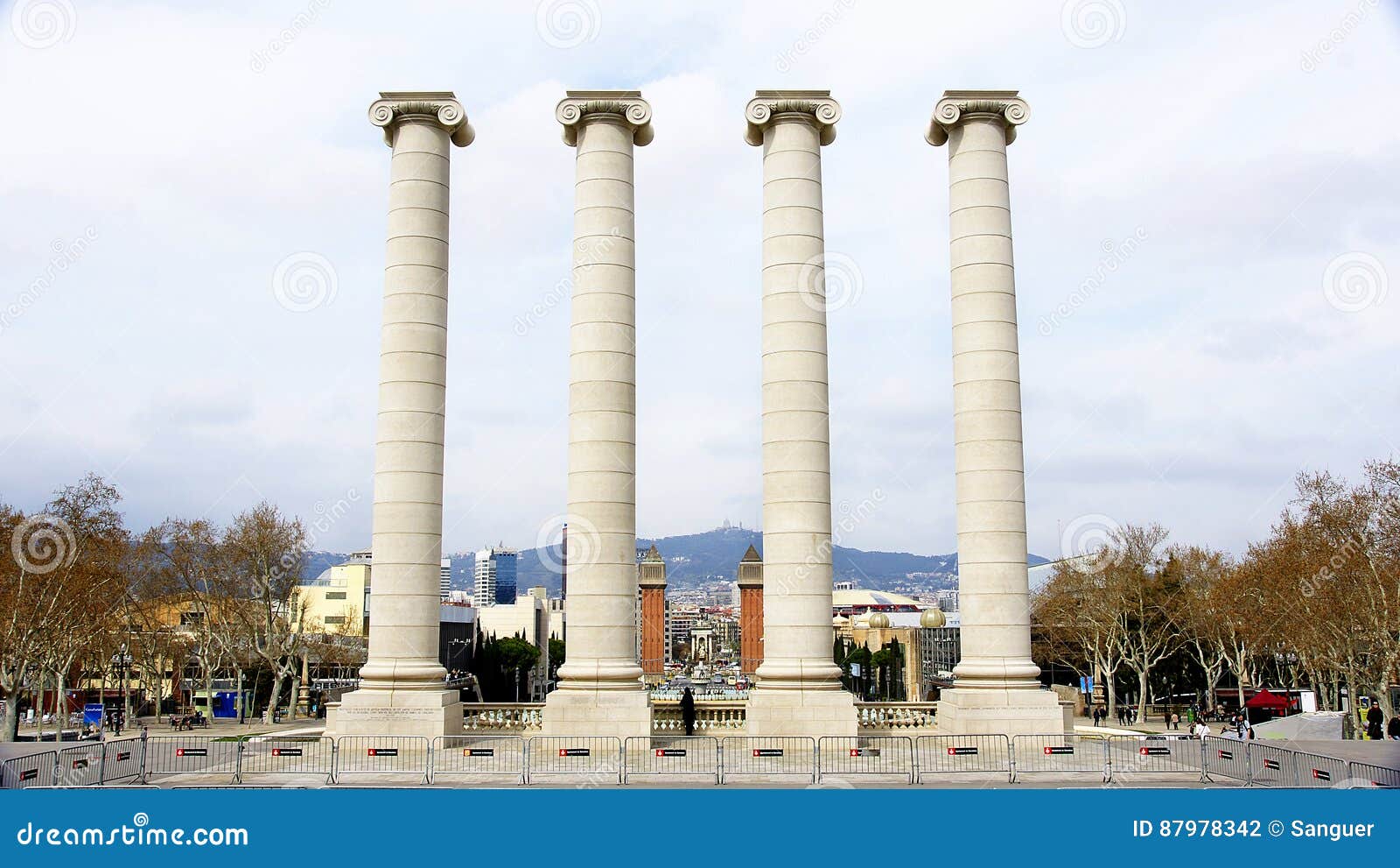 Four Ornamental Columns Representing the Four Bars of Catalunya ...