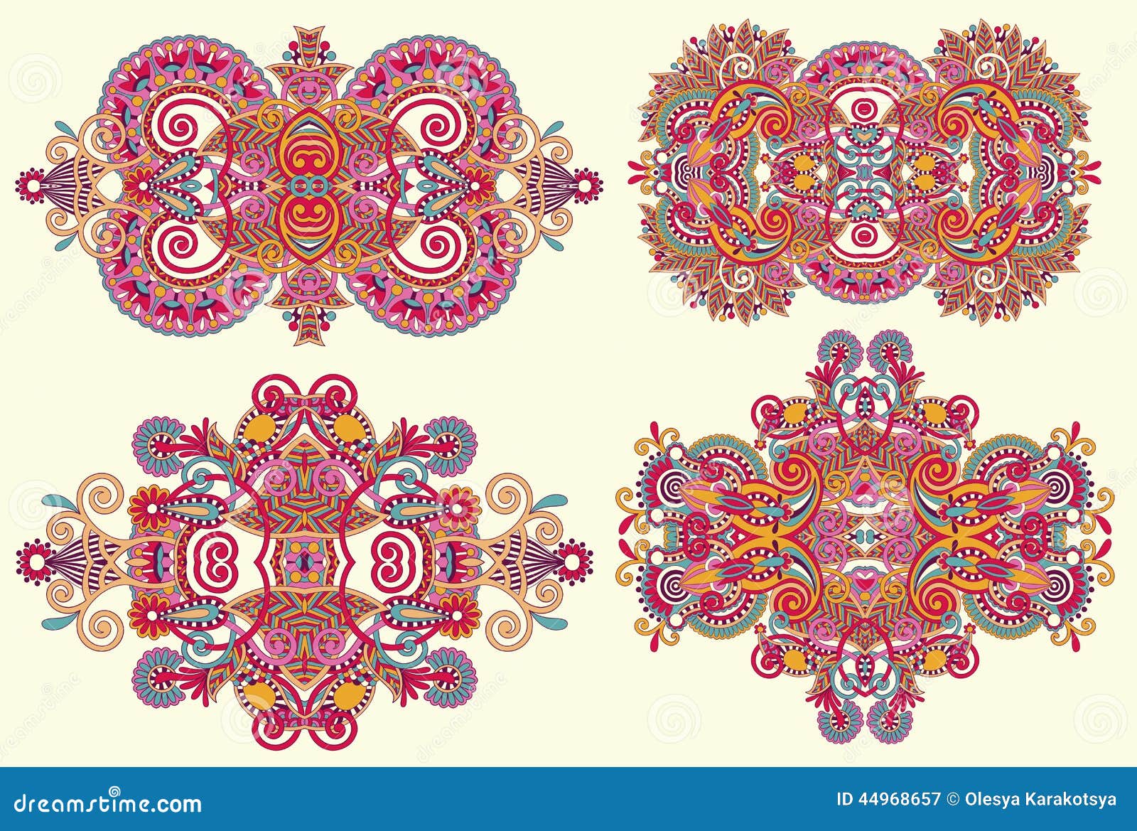 Four Ornamental Floral Adornment Stock Vector - Illustration of antique ...