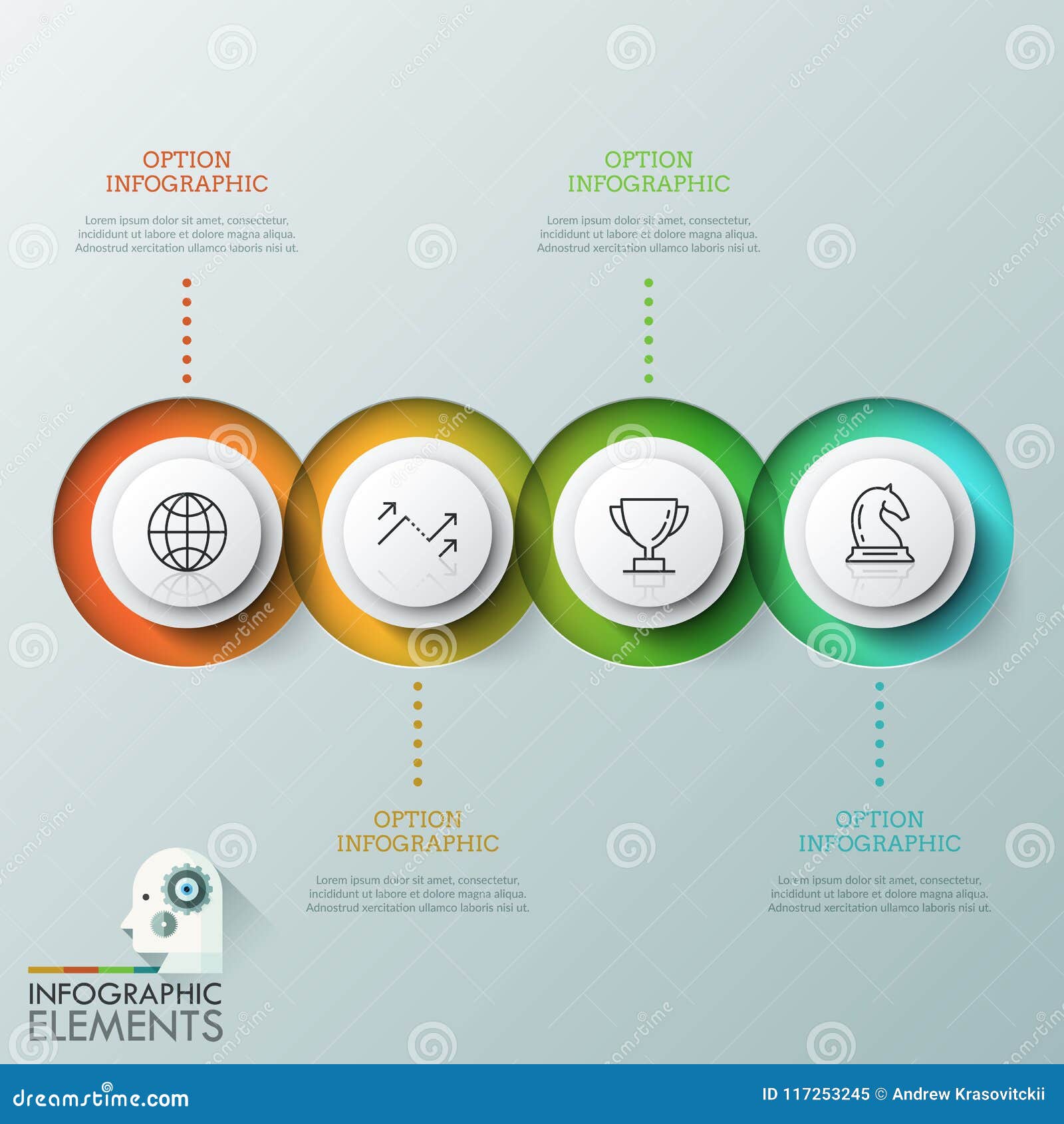 Four Overlapping Translucent Round Elements with Linear Pictograms ...