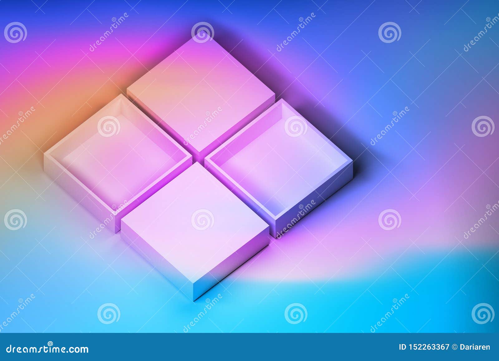 Four Packaging Boxes Colored in Vivid Colors Stock Illustration ...