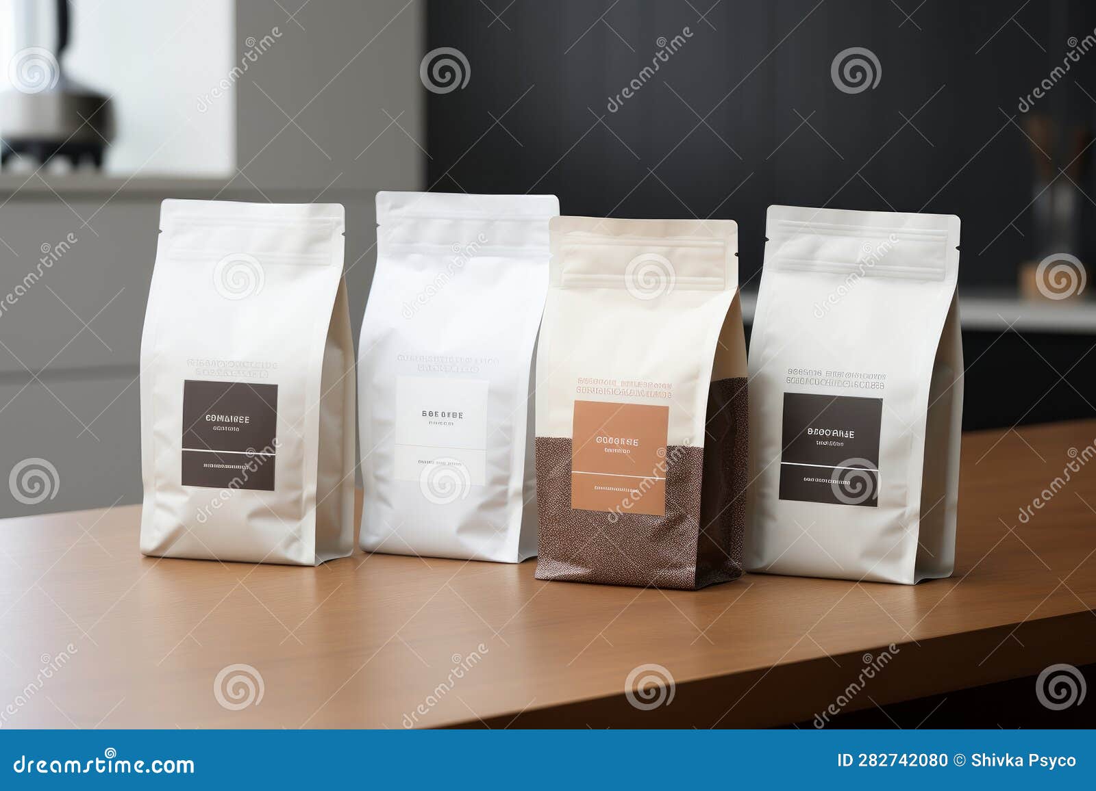 Four Packed Package of Coffee in White Packets Stock Illustration ...