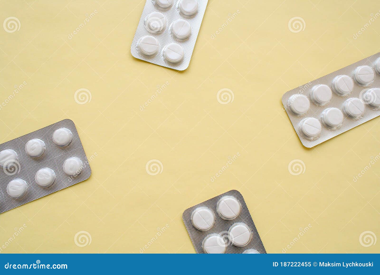 Four Packs of White Round Tablets Stock Image - Image of cure, illness ...