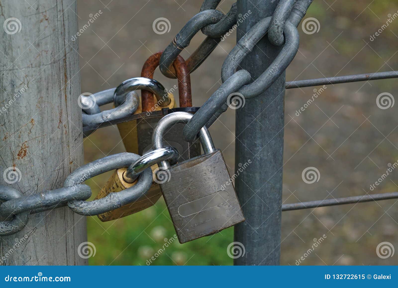 Four padlocks in one chain stock image. Image of love - 132722615