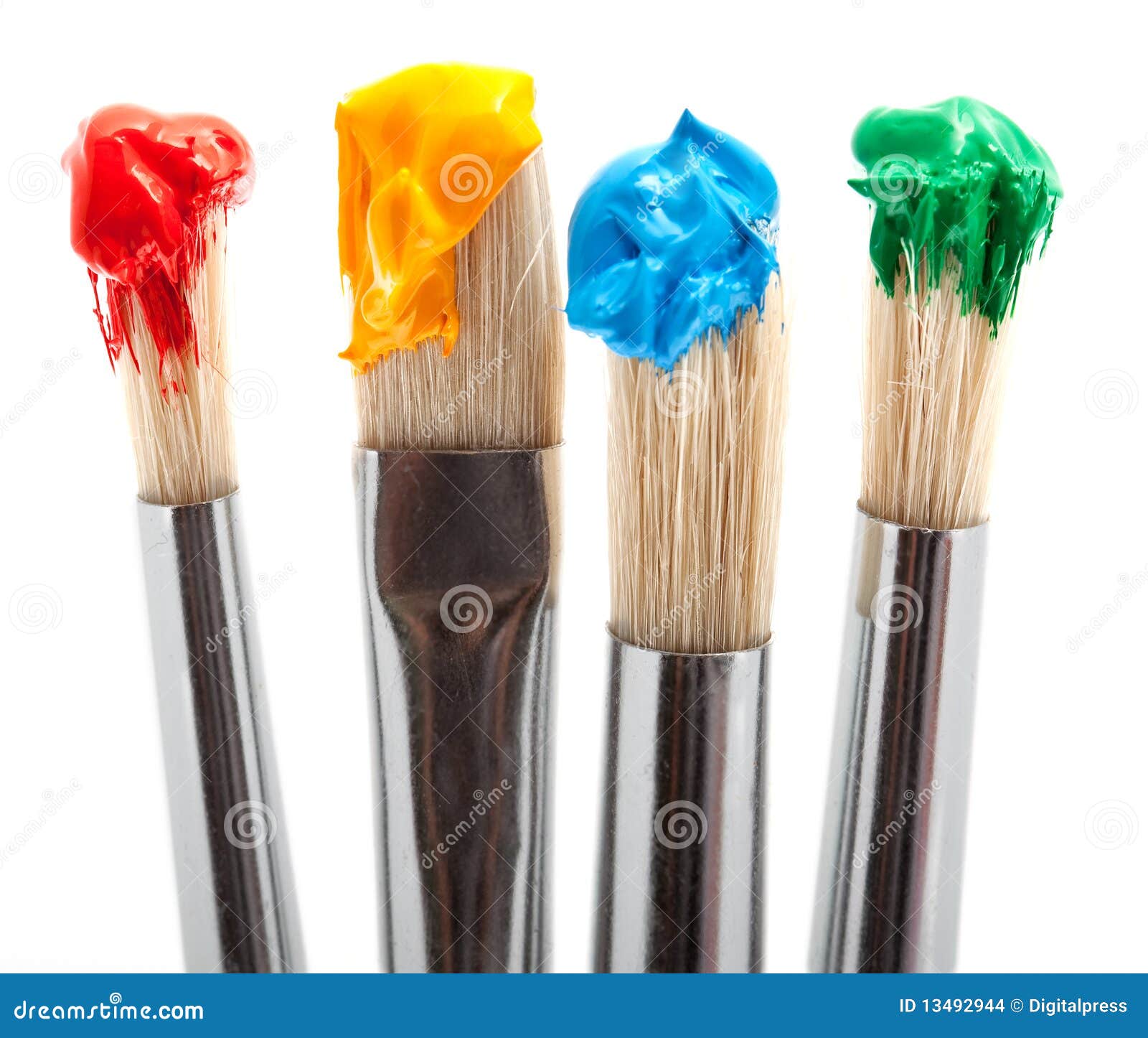 Four paintbrush with color stock photo. Image of blue - 13492944