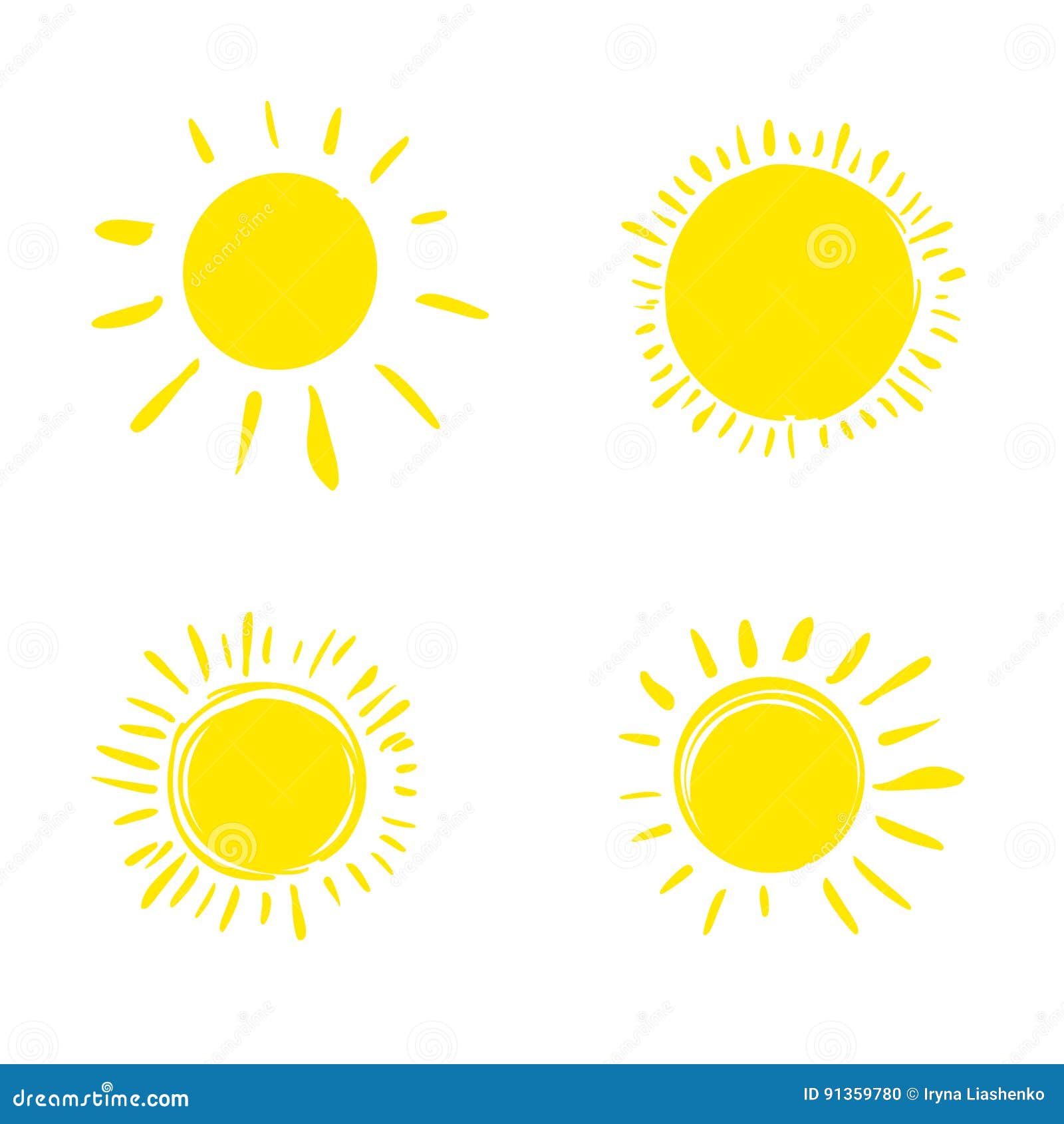 Four Painted Suns. Vector Solar Symbols Set. Royalty-Free Stock Image ...