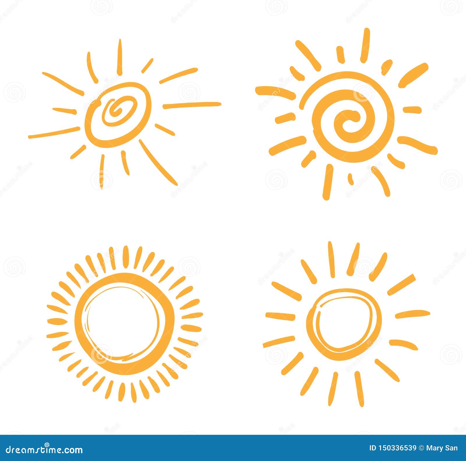 Four Painted Suns. Vector Solar Symbols Set. | CartoonDealer.com #150336539