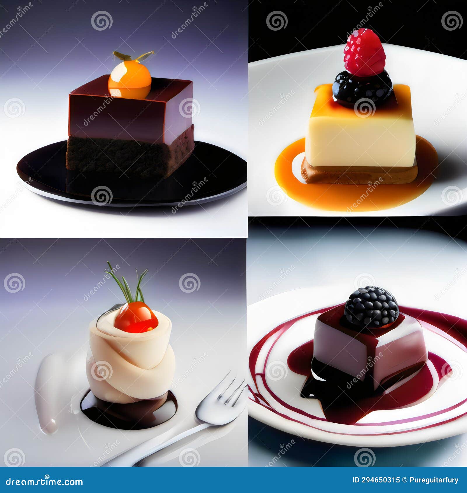 Four-Panel Luxury Desserts stock illustration. Illustration of sauce ...