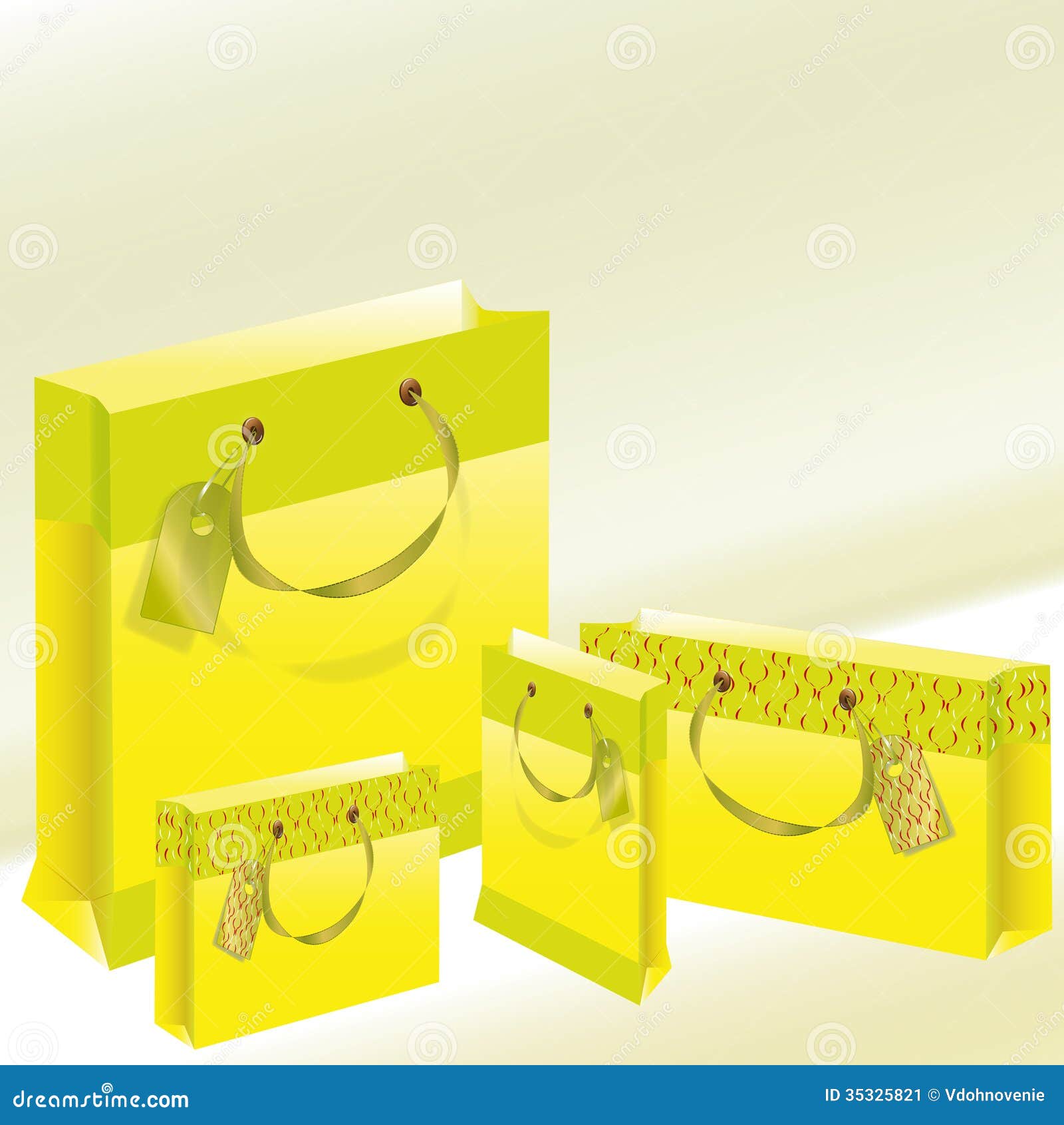 Four Paper Package of Yellow Color Stock Illustration - Illustration of ...