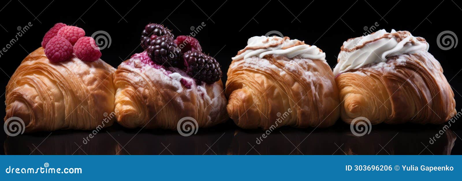 Four Pastries with Different Flavors are Shown Stock Photo - Image of ...