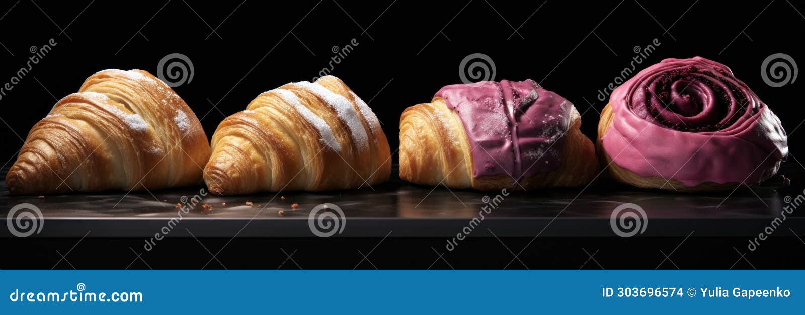 Four Pastries with Different Flavors are Shown Stock Photo - Image of ...